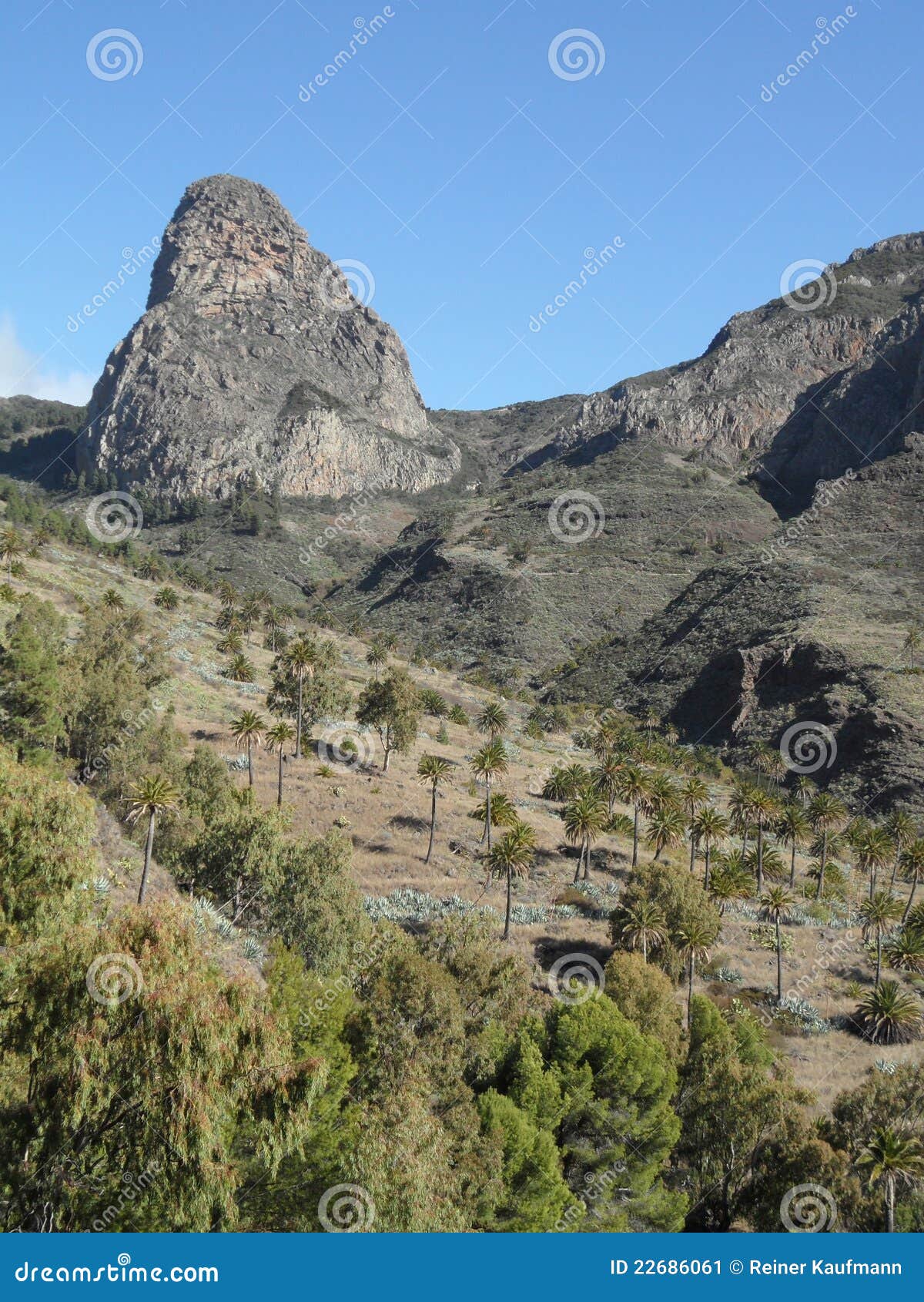 Roque Agando on the Island of La Gomera Stock Image - Image of ...