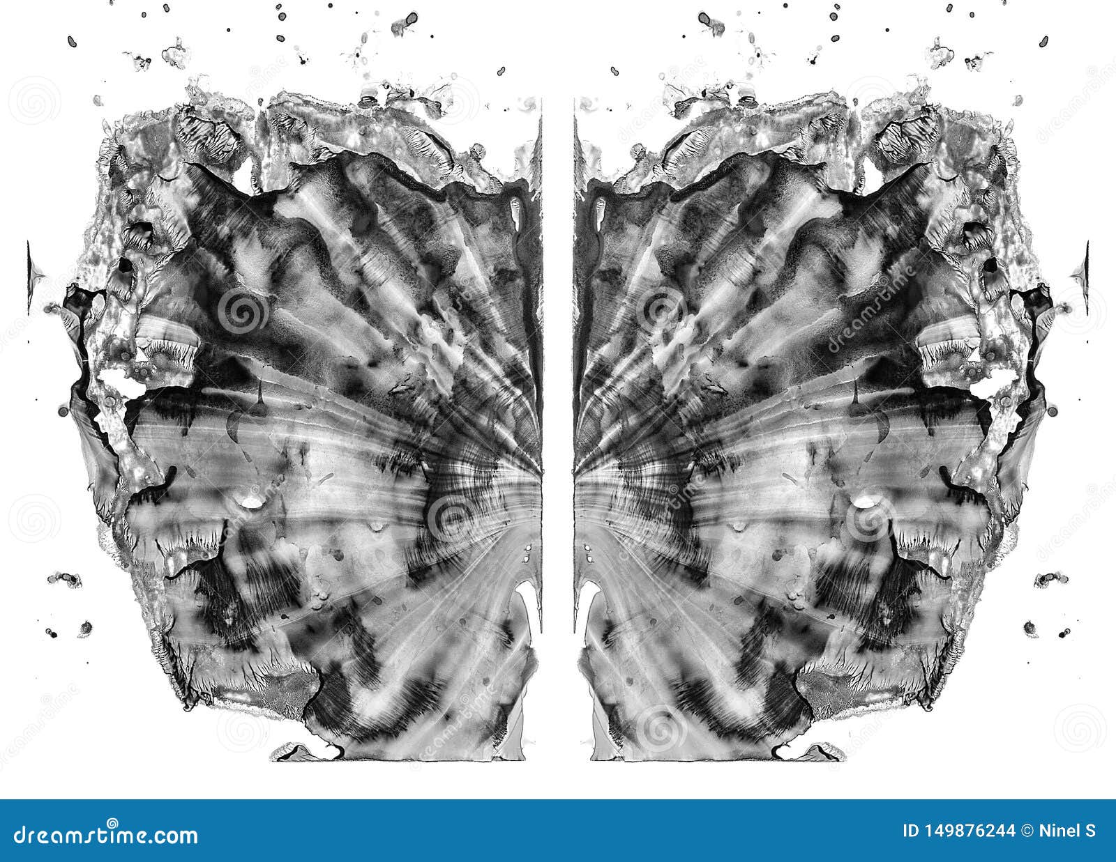Rorschach Test Isolated on White Illustration, Random Abstract Black ...