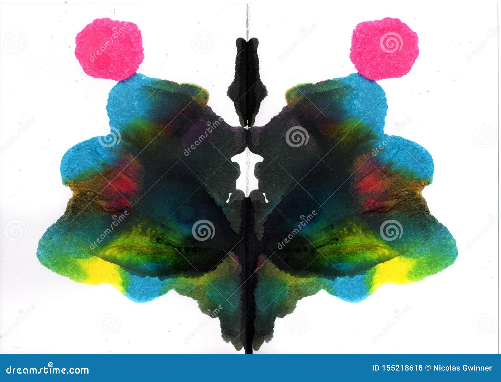 Rorschach Test with Watercolor Stock Illustration - Illustration of ...