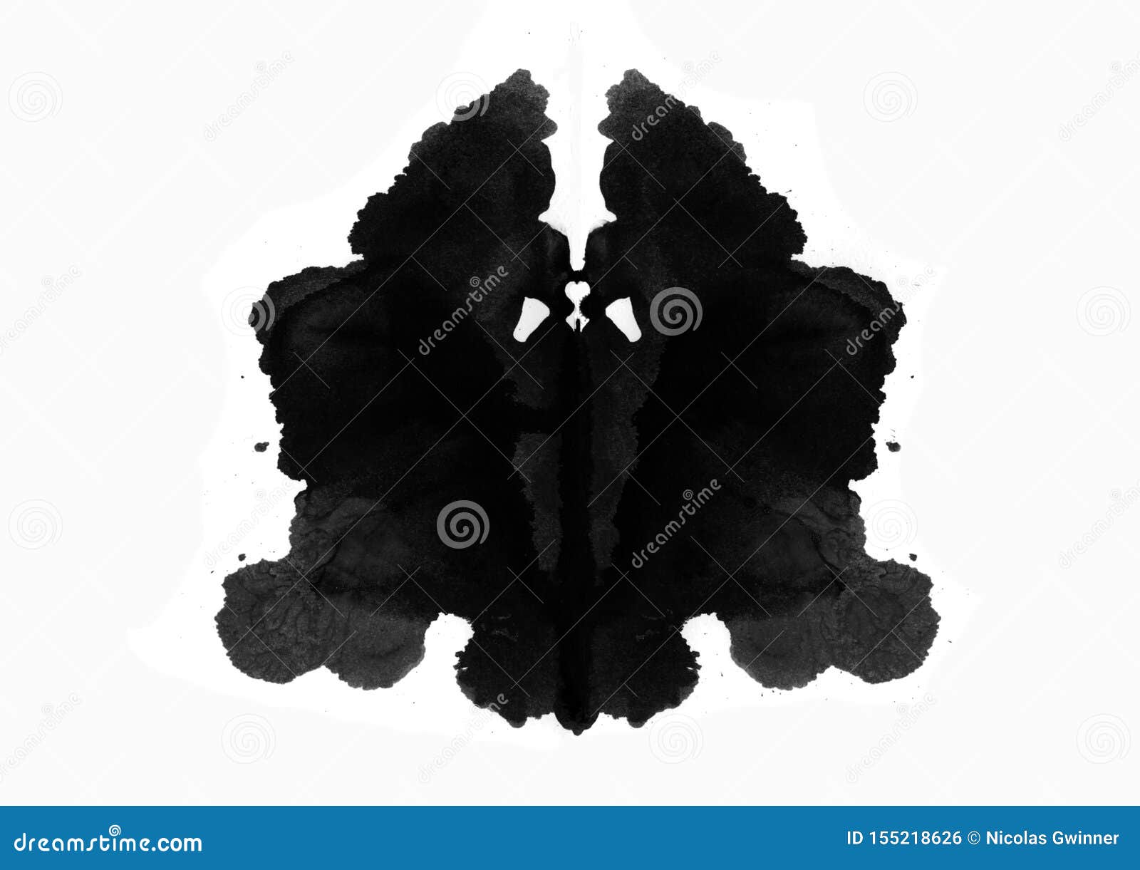 Rorschach Test Isolated On White Illustration, Random Abstract Blue ...