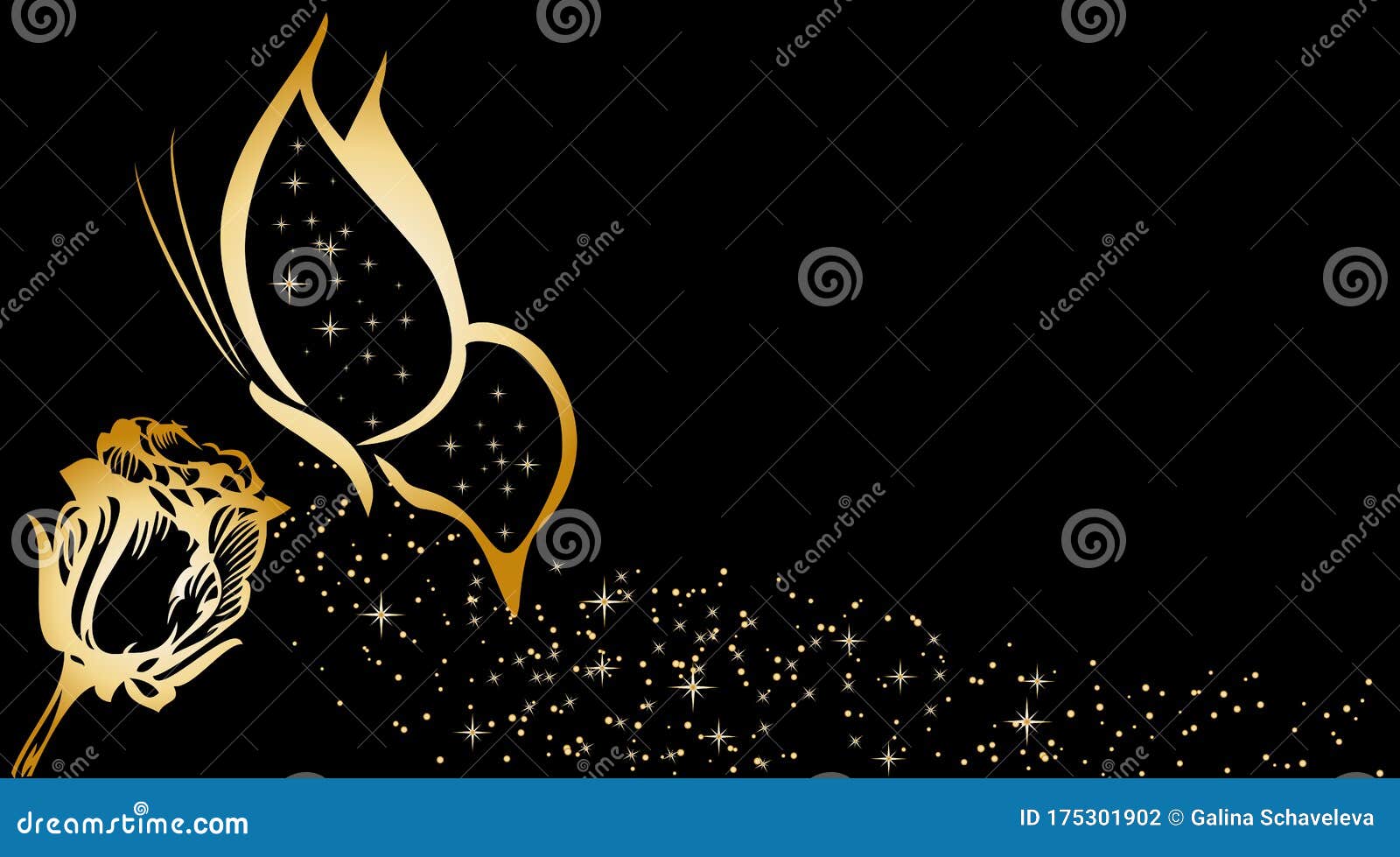 Rosa Dourada E Borboleta Dourada Foto de Stock - Imagem de flora, ouro ...