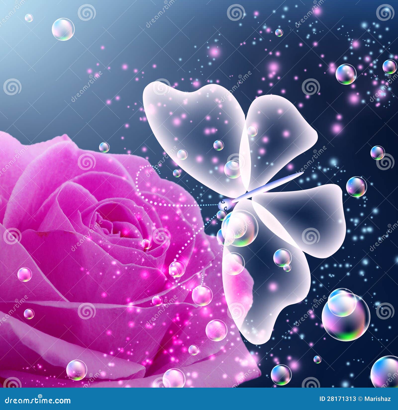 Rosa e farfalla illustrazione di stock. Illustrazione di stagione ...