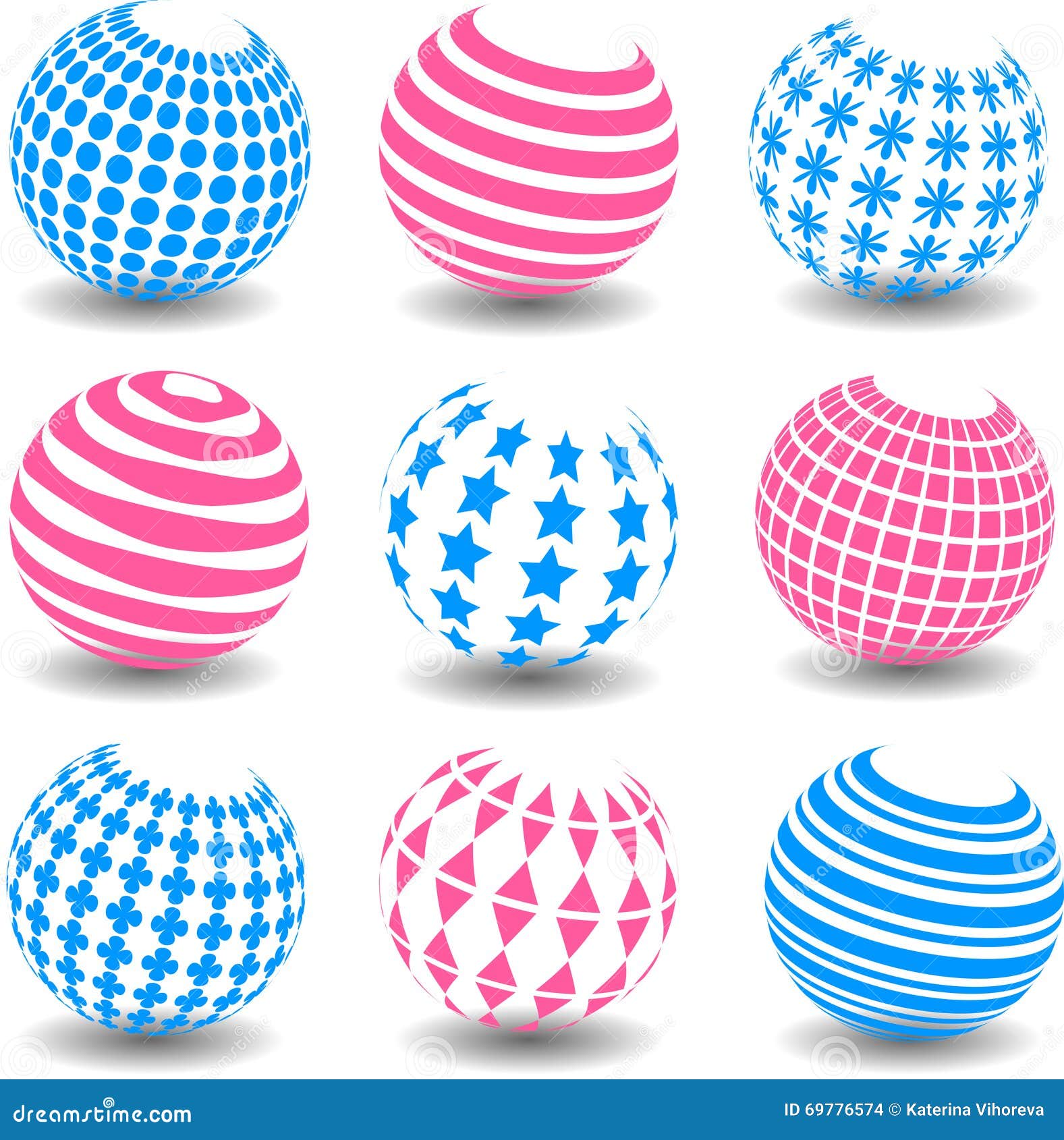 Rosa E Grupo Azul Do Sumário De Bolas Ilustração do Vetor - Ilustração ...