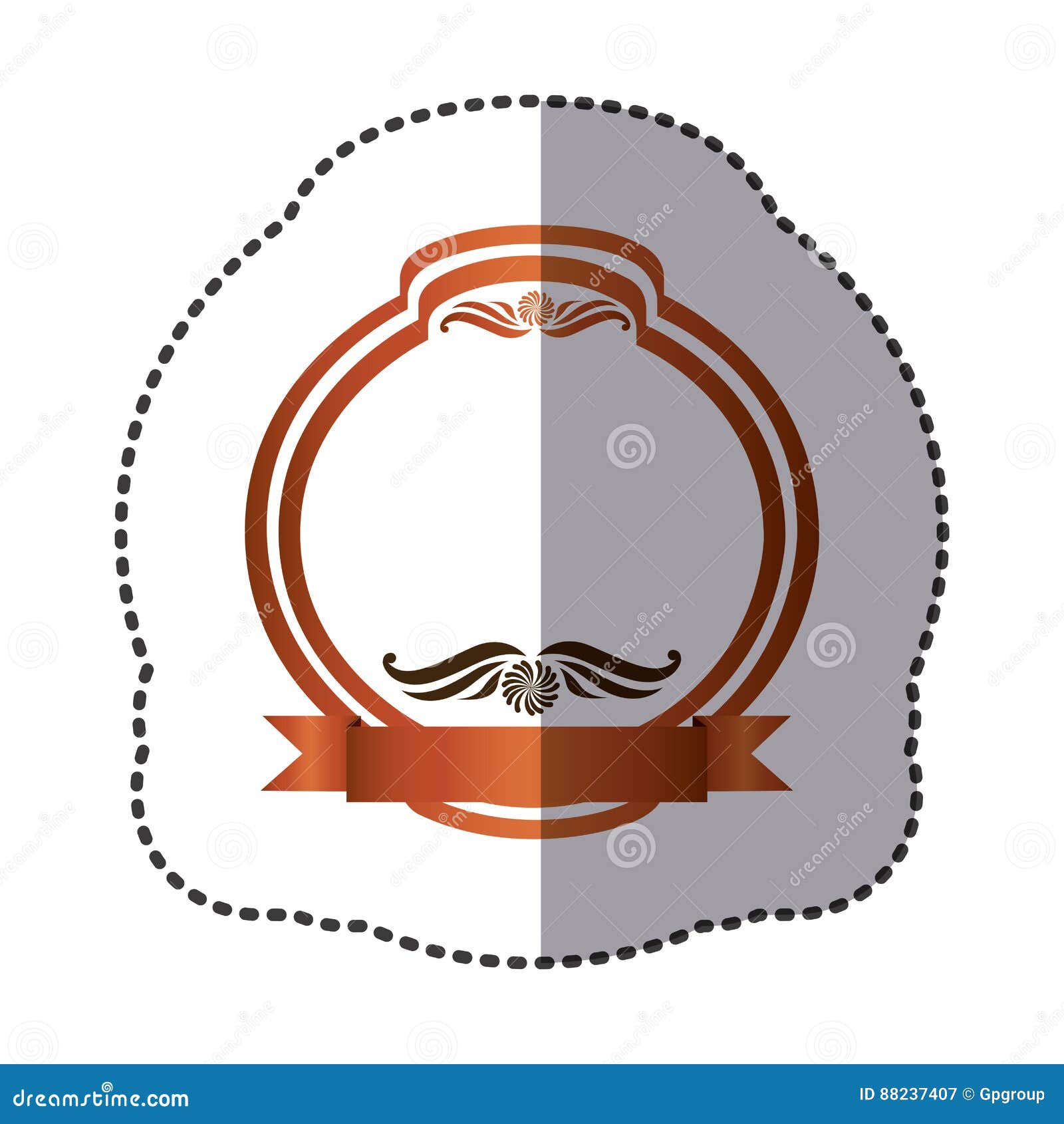 Rosa Emblem Mit Symbolen Innerhalb Der Ikone Stock Abbildung ...