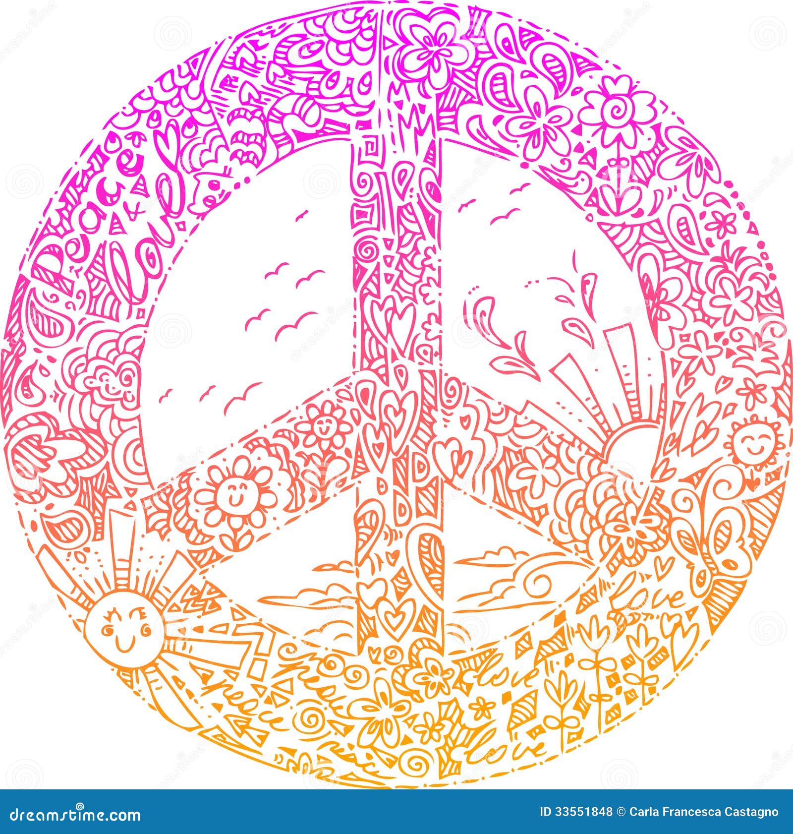 Rosa FRIEDENSsymbol Skizzierte Gekritzel Vektor Abbildung ...