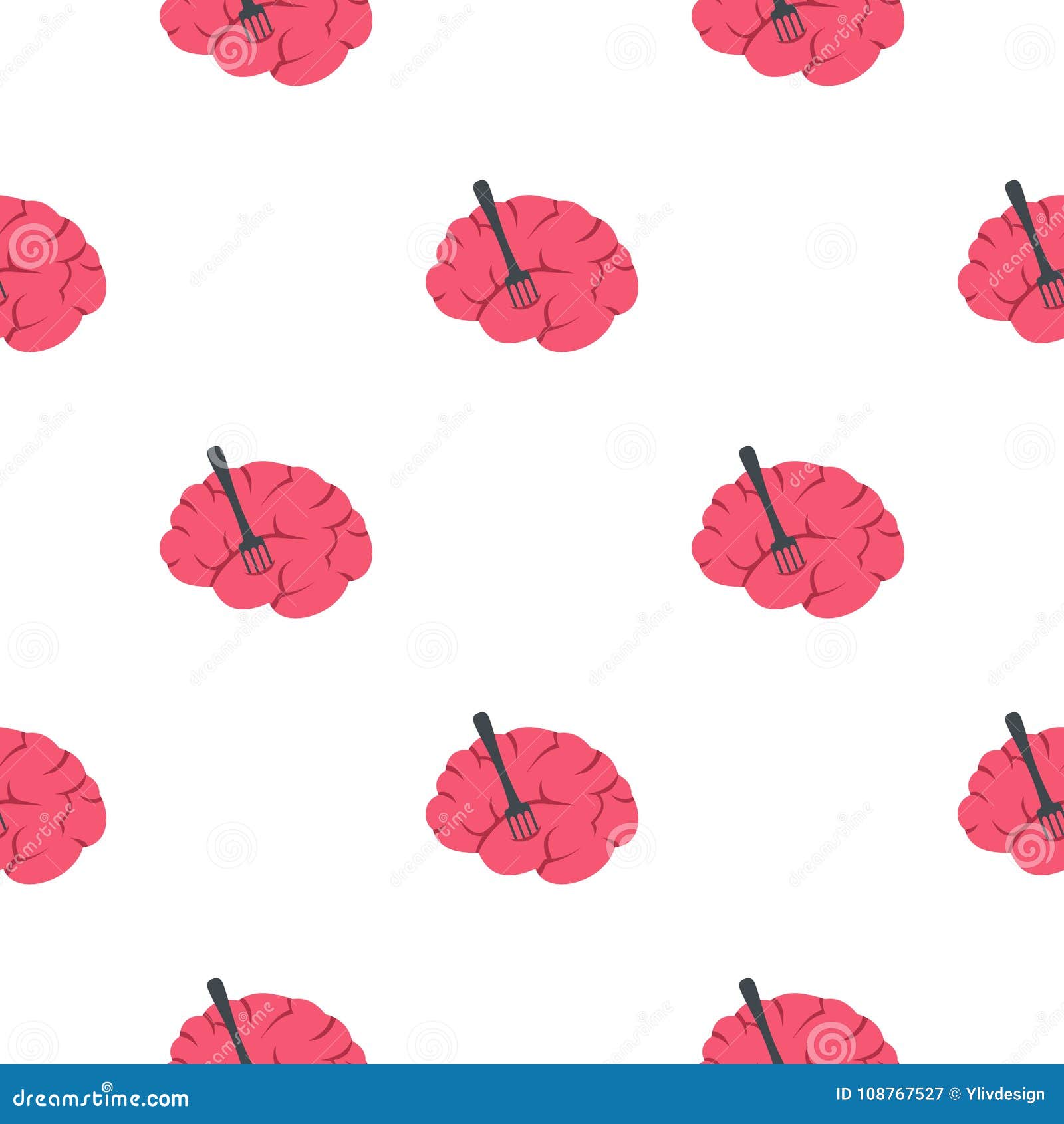 Rosa Gehirn Mit Dem Gabelmuster Nahtlos Vektor Abbildung - Illustration ...