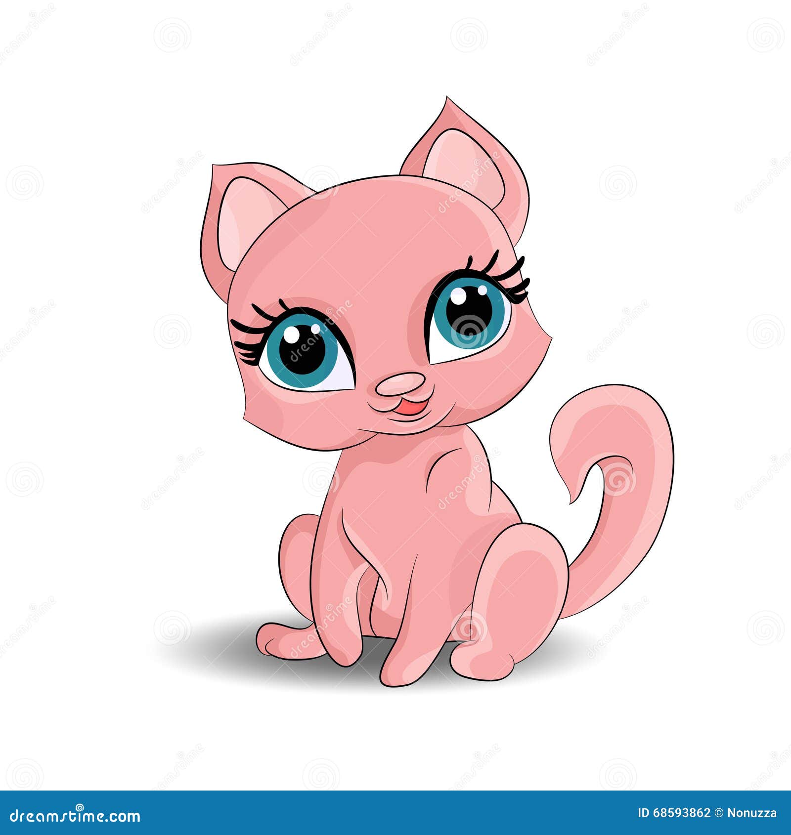 Rosa katt vektor illustrationer. Illustration av orange - 68593862