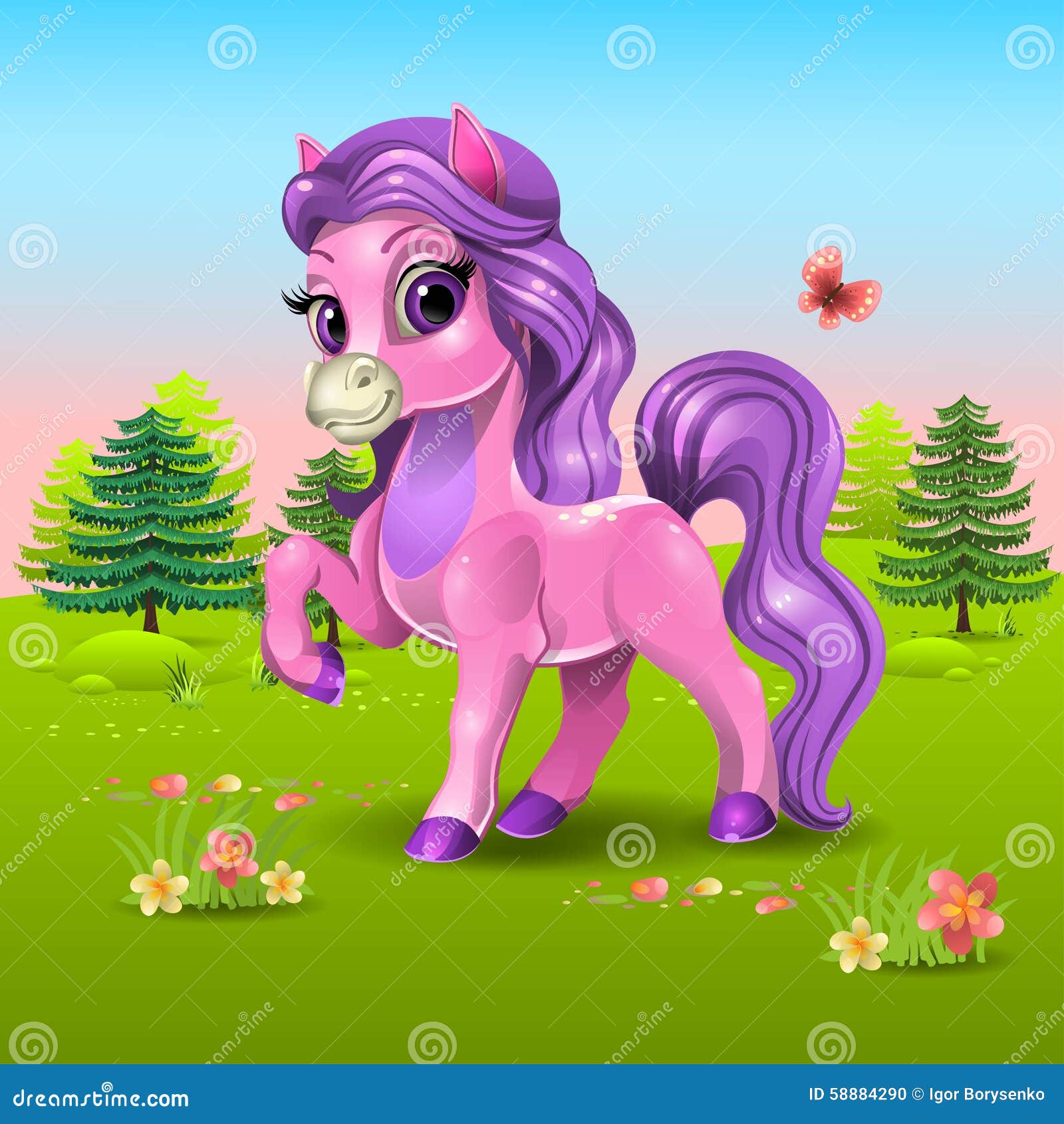 Rosa Pony redaktionelles bild. Illustration von sommer - 58884290