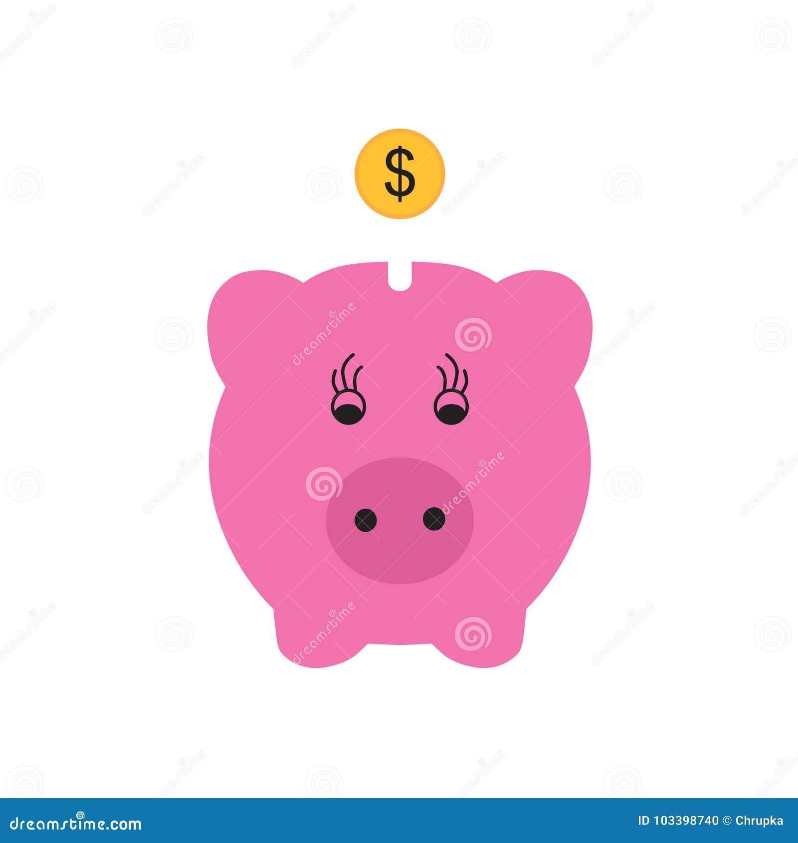 Rosa Spargris Med Myntsymbolen Vektor Illustrationer - Illustration av ...