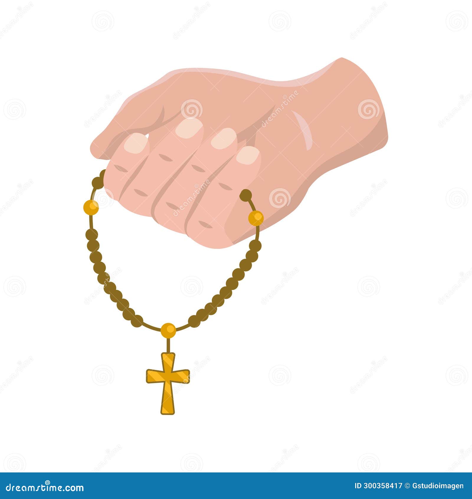 Rosary catholic in hand stock illustration. Illustration of hand ...