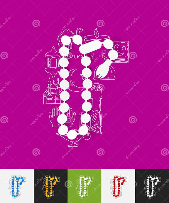 Rosary Paper Sticker with Hand Drawn Elements Stock Vector ...