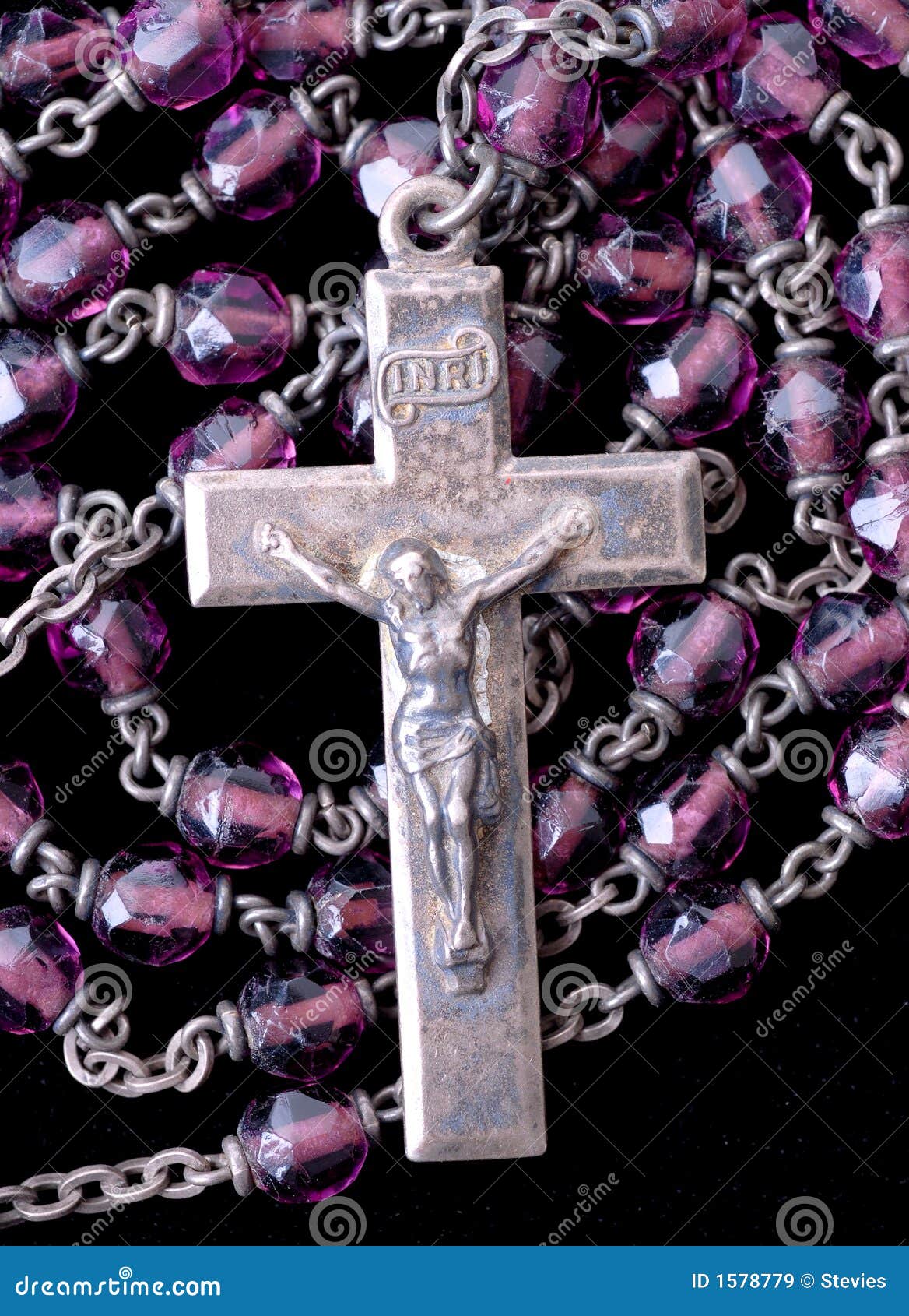 Rosary with Purple Beads stock image. Image of cross, catholic - 1578779