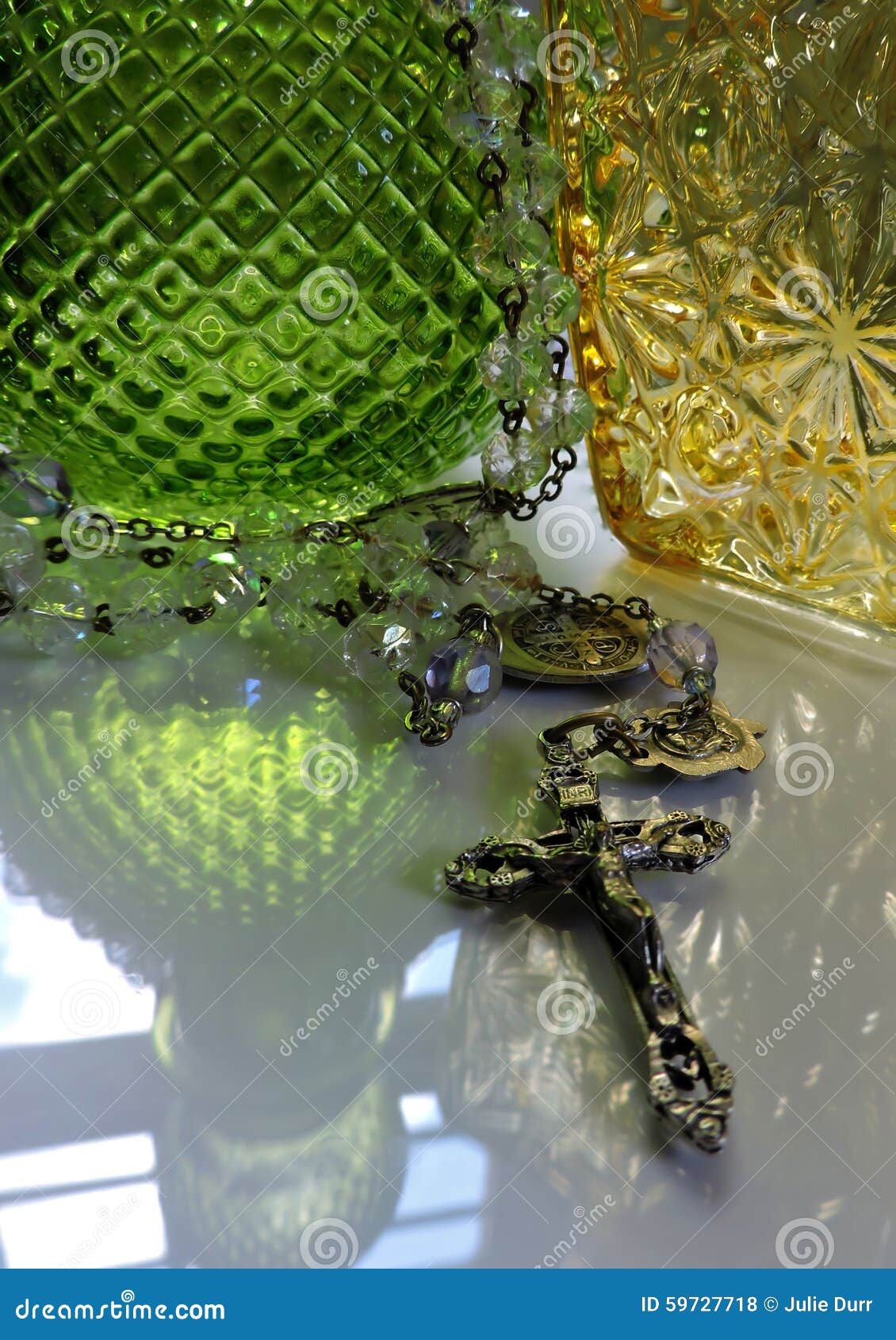 Beautiful Decanters With Water On Stone Natural Background Stock ...