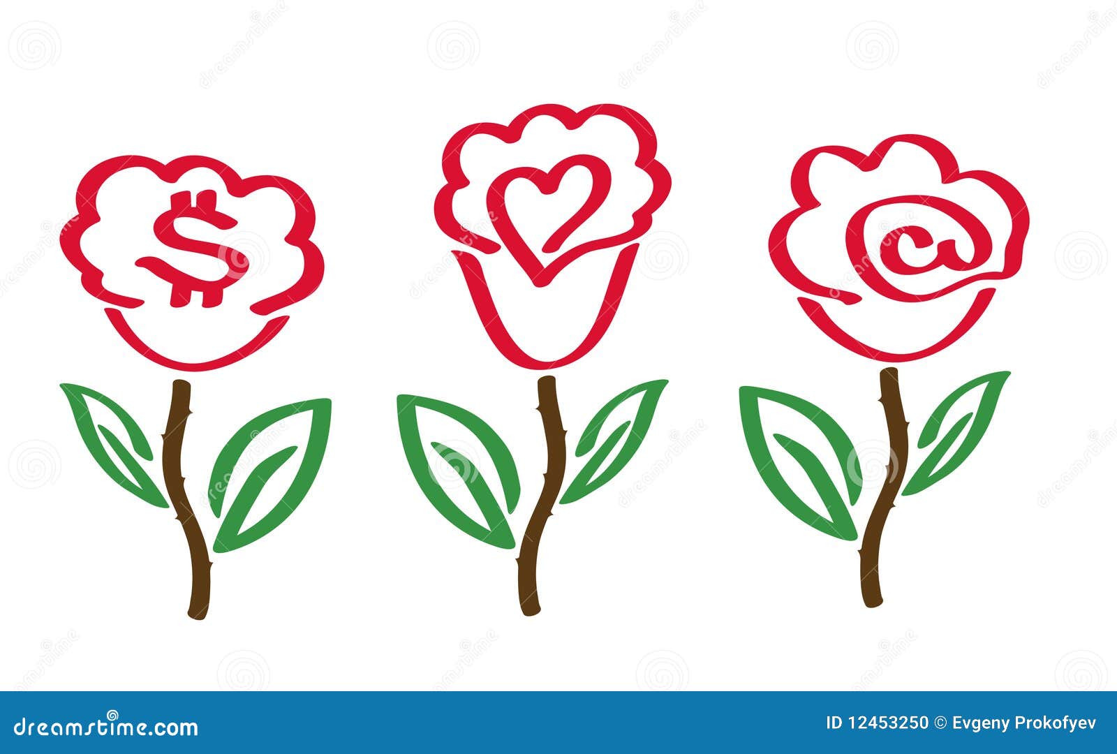 Rosas con símbolos ilustración del vector. Ilustración de flor - 12453250