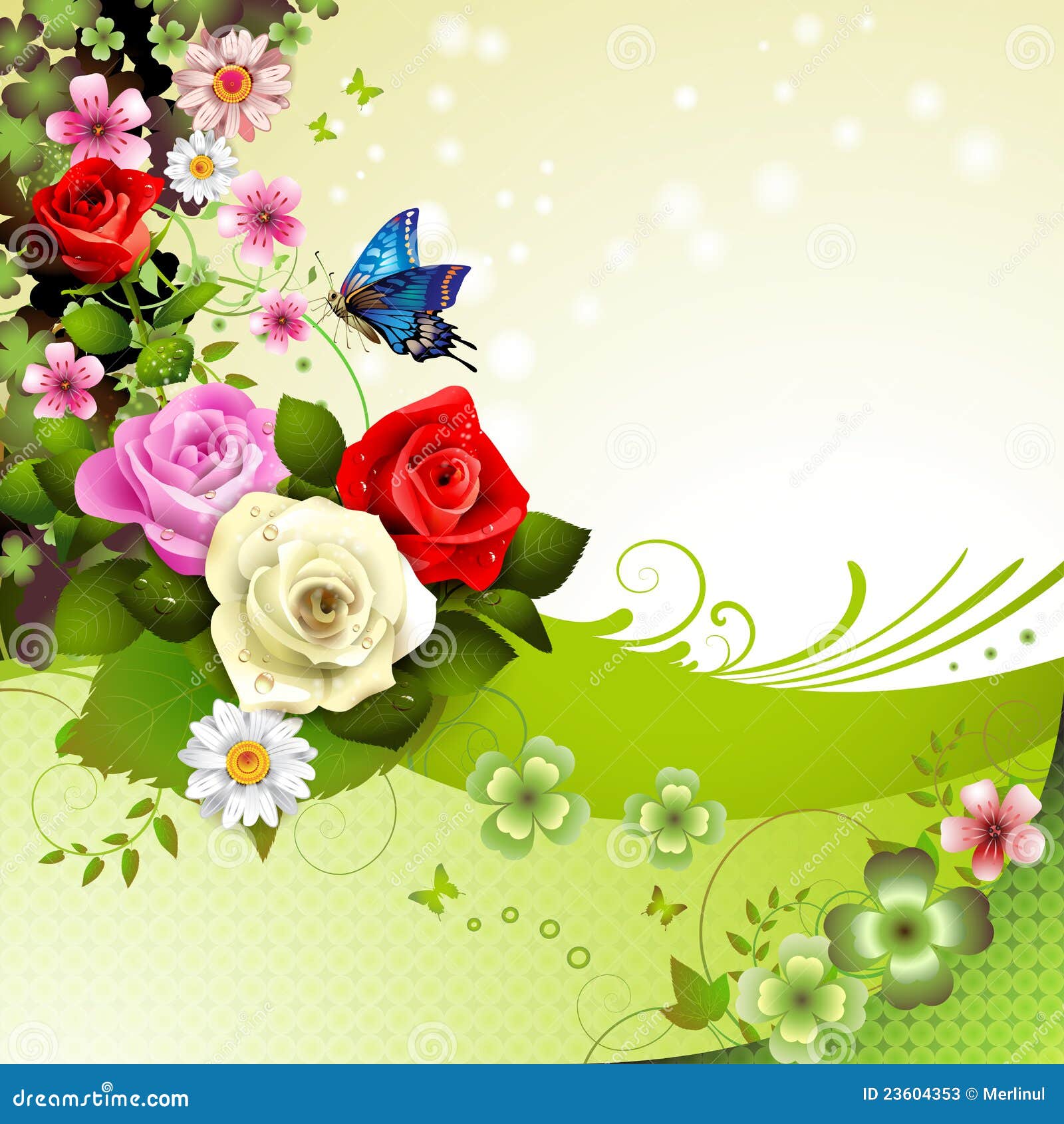 Rosas sobre o fundo verde ilustração do vetor. Ilustração de ...