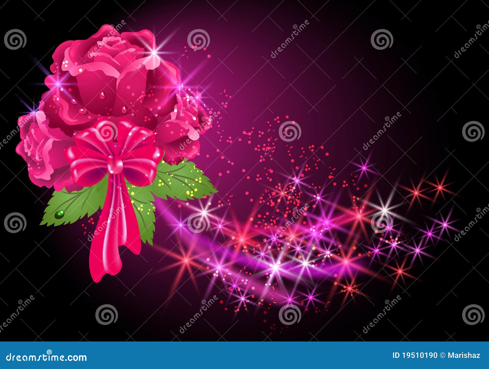 Rosas y estrellas ilustración del vector. Ilustración de brillante ...