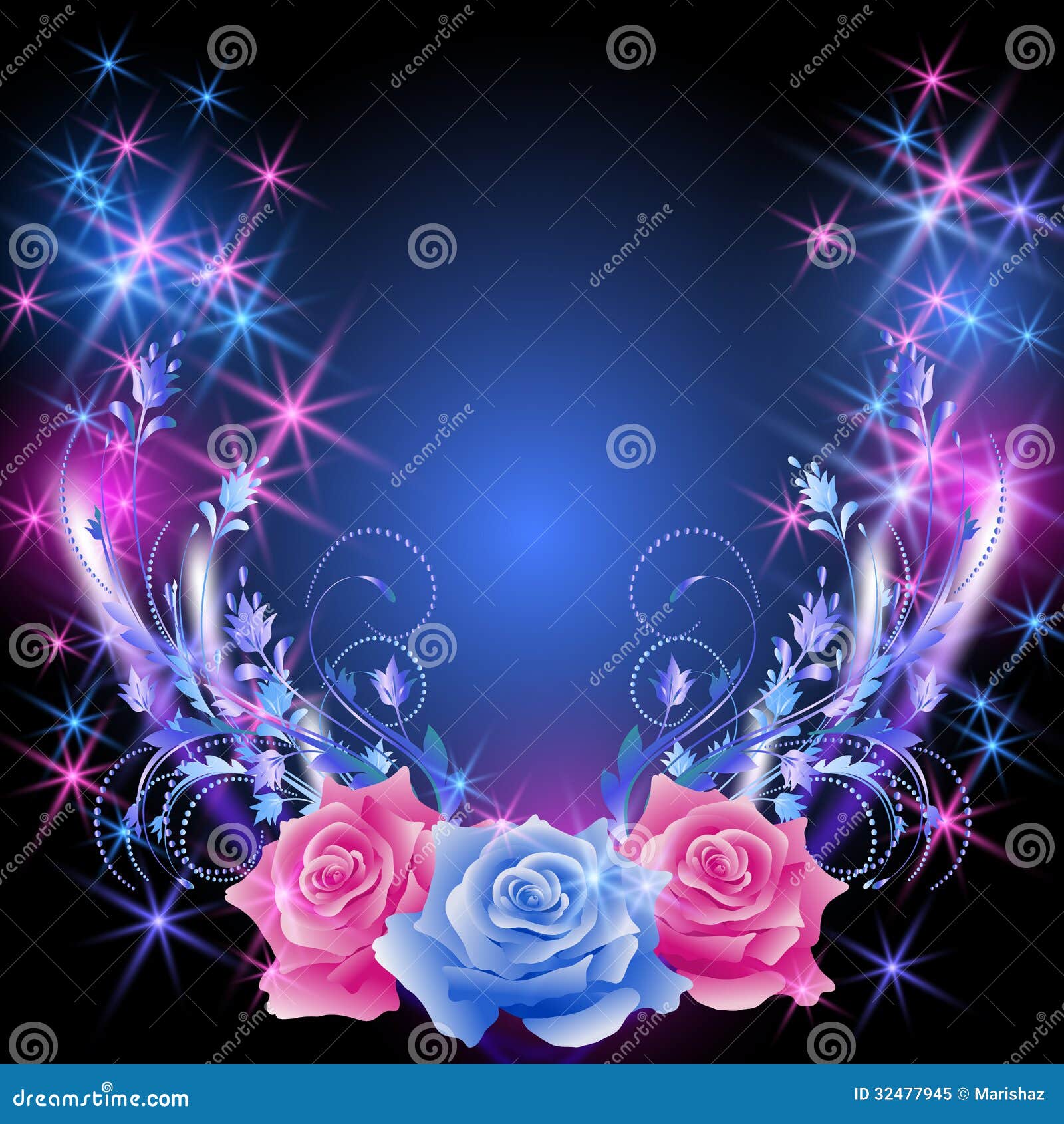 Rosas y estrellas ilustración del vector. Ilustración de extracto ...