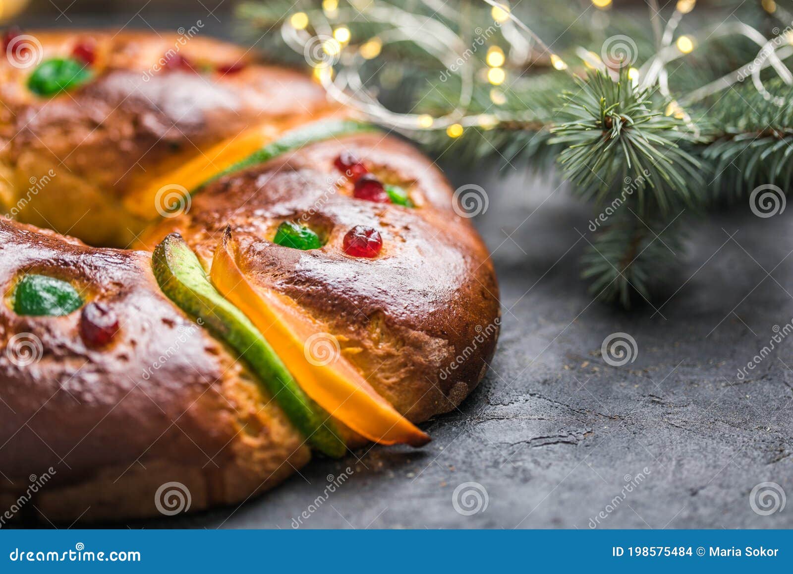 Rosca De Reyes, Spanish Three Kings Cake Eaten on Epiphany Day, on a ...