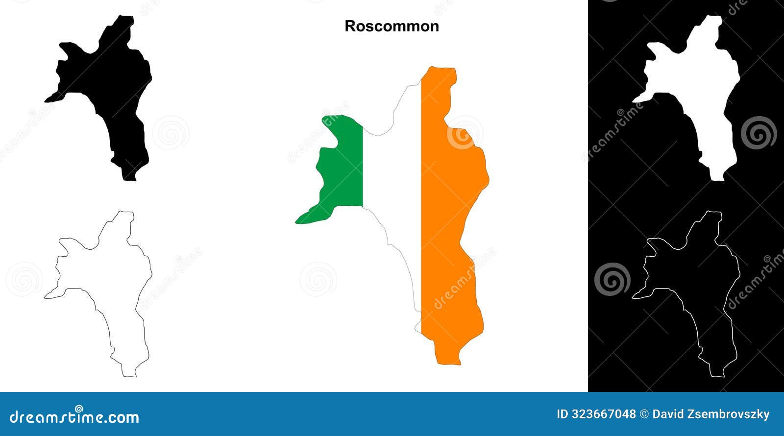 Roscommon outline map stock vector. Illustration of vector - 323667048