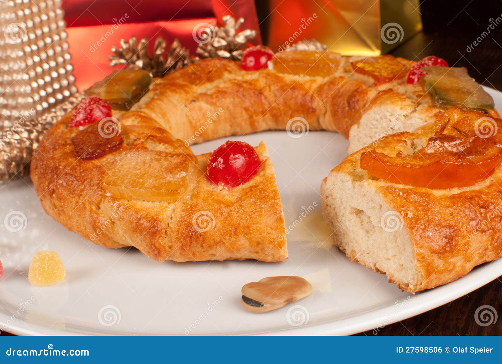 Roscon De Reyes and Its Bean Stock Photo - Image of reyes ...