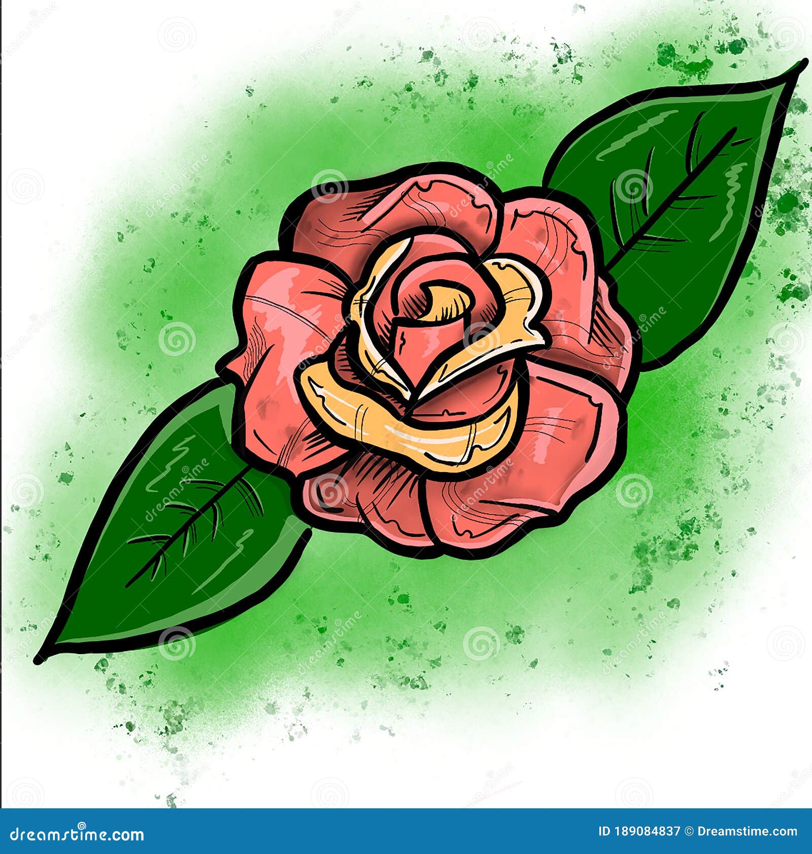Rose Abstract Illustration with Leaves Stock Illustration ...