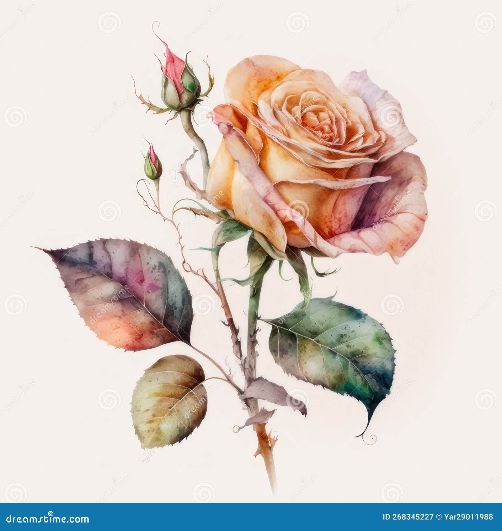 Rose. AI generated stock illustration. Illustration of colored - 268345227