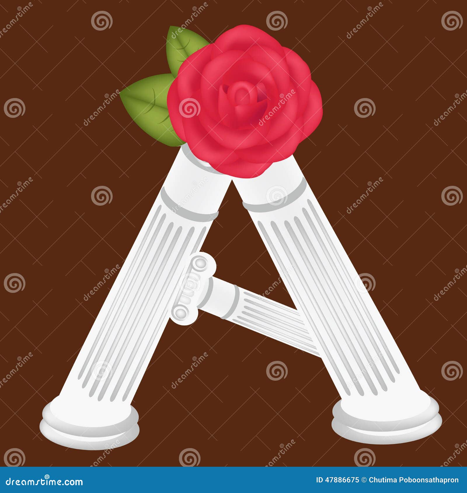 Rose With Ancient Pillar Font A Royalty-Free Stock Photo ...