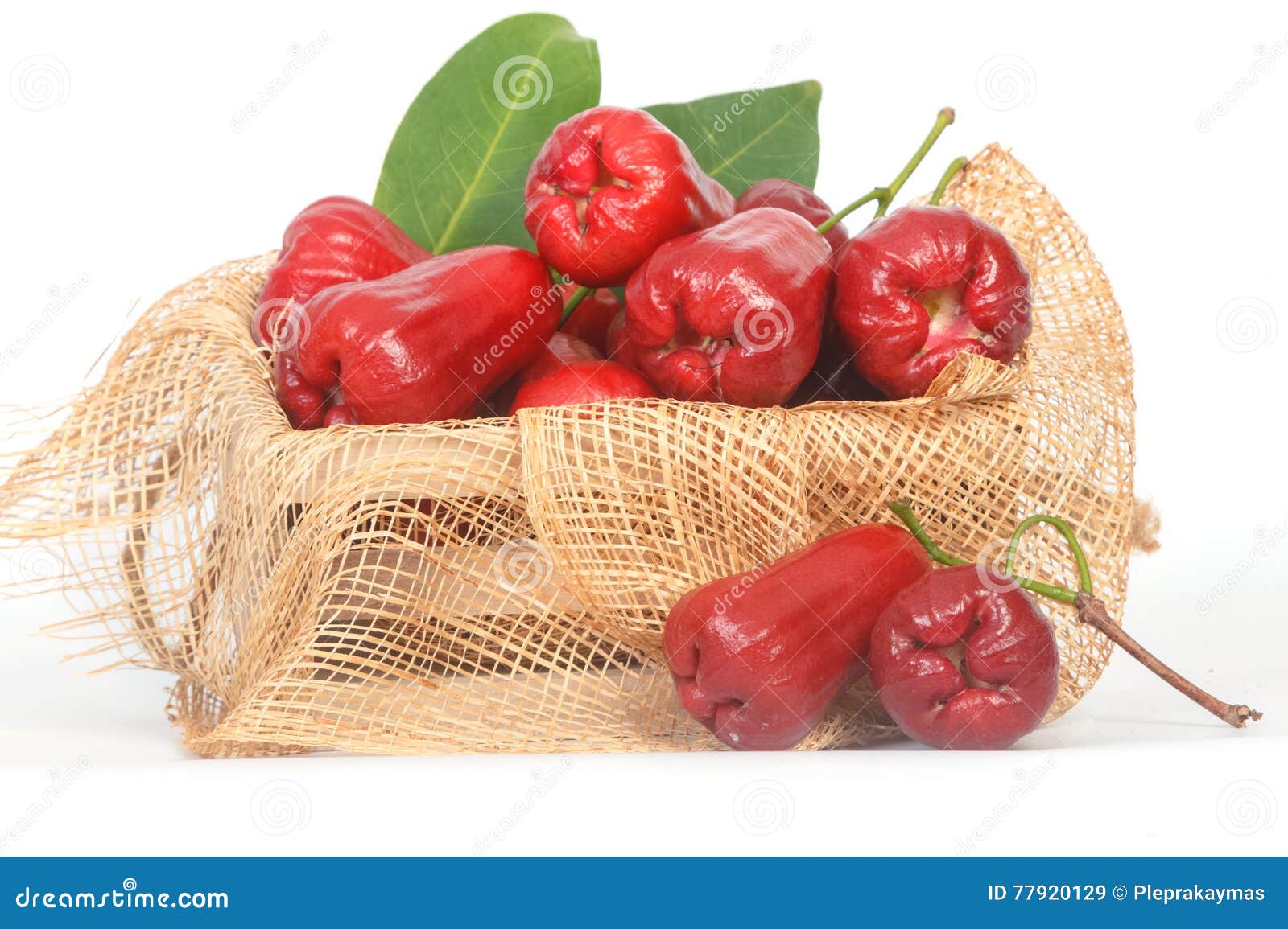 Rose Apples in Box Isolated on White Stock Image - Image of food ...