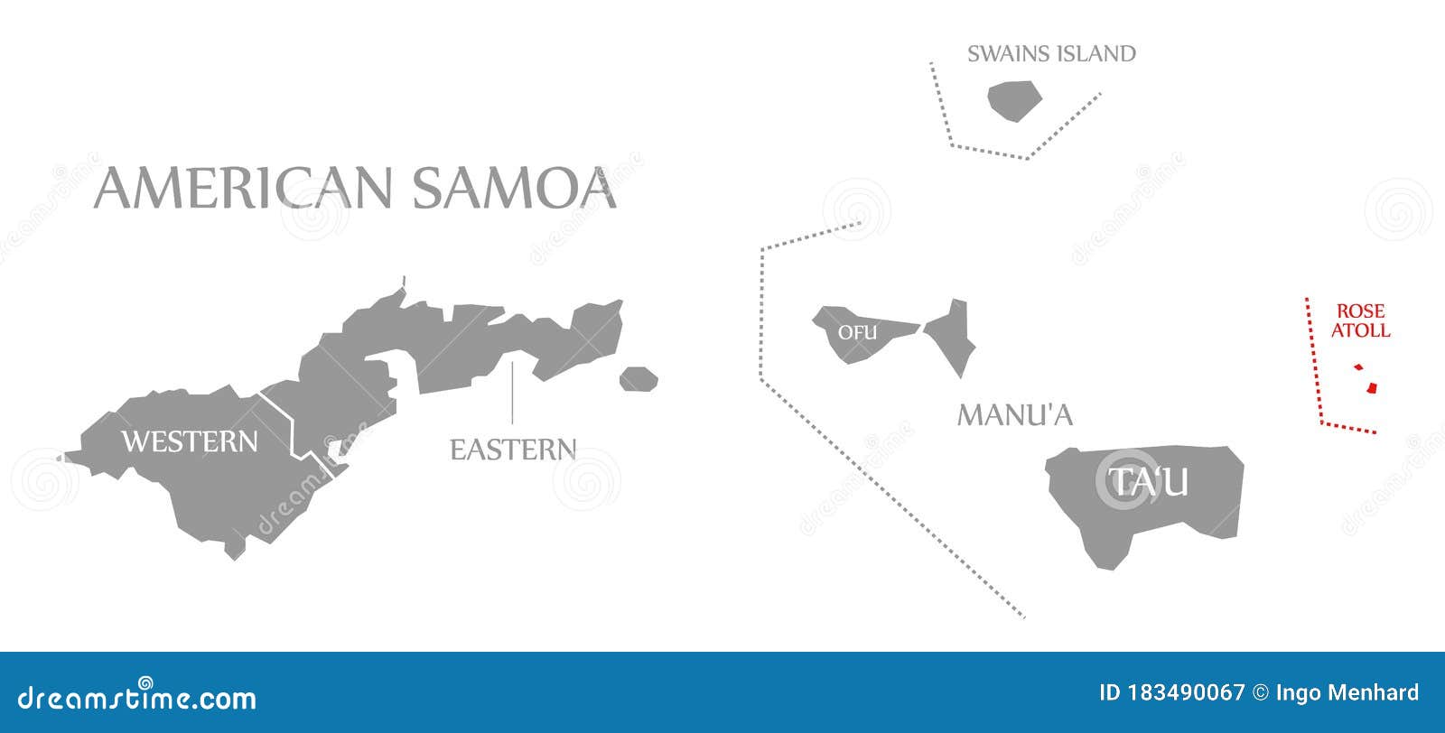 Rose Atoll Red Highlighted in Map of American Samoa Islands Stock Illustration - Illustration of ...