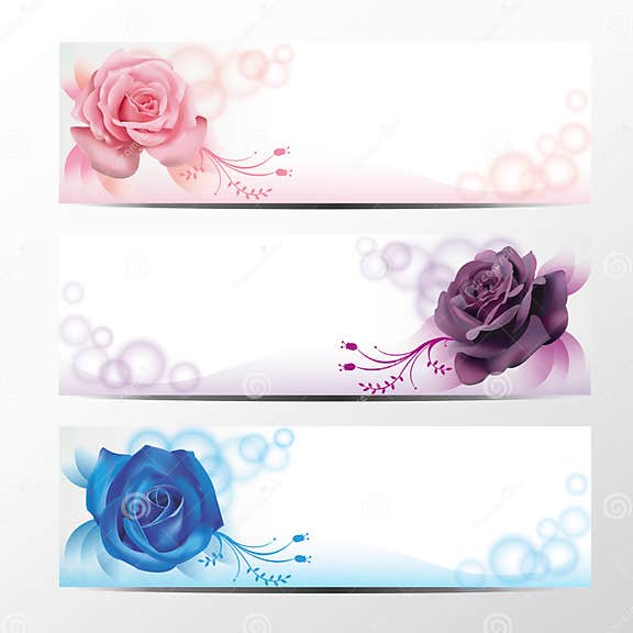 Rose banner collection 2 stock vector. Illustration of blooming - 28076859