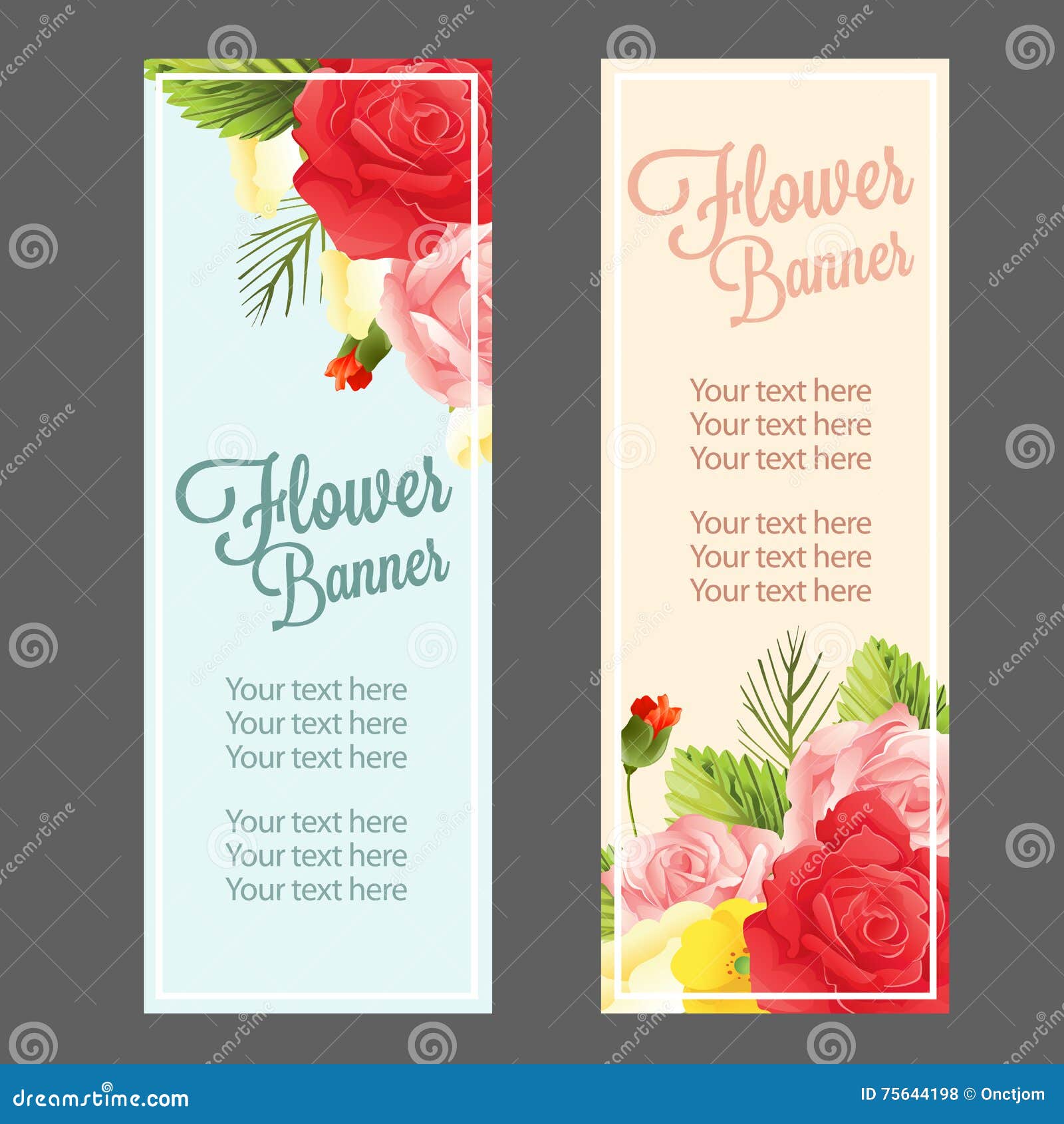 Rose banners stock vector. Illustration of banner, blossom - 75644198