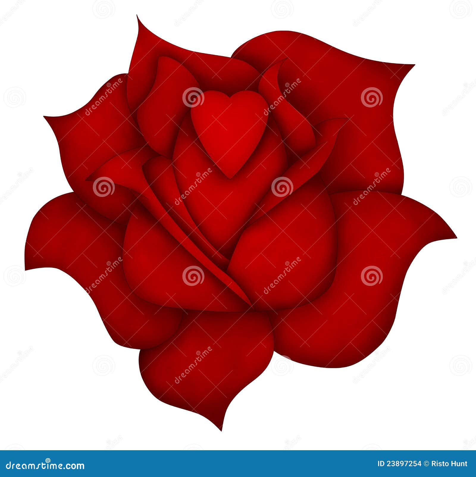 Rose bloom with heart stock illustration. Illustration of lovingly ...