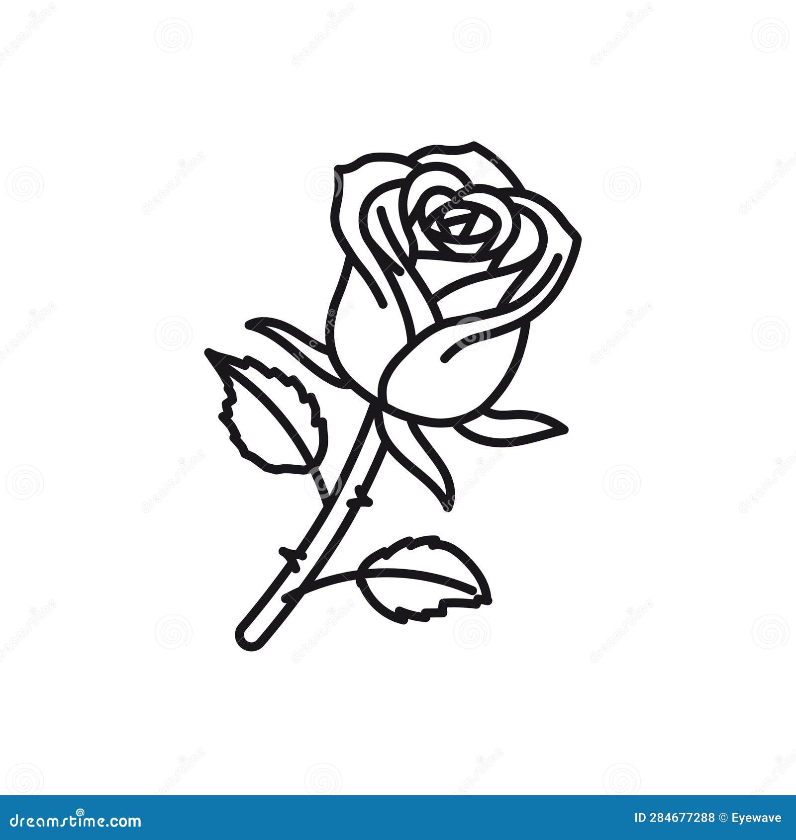 Rose Blossom Vector Line Icon Stock Vector - Illustration of gift ...