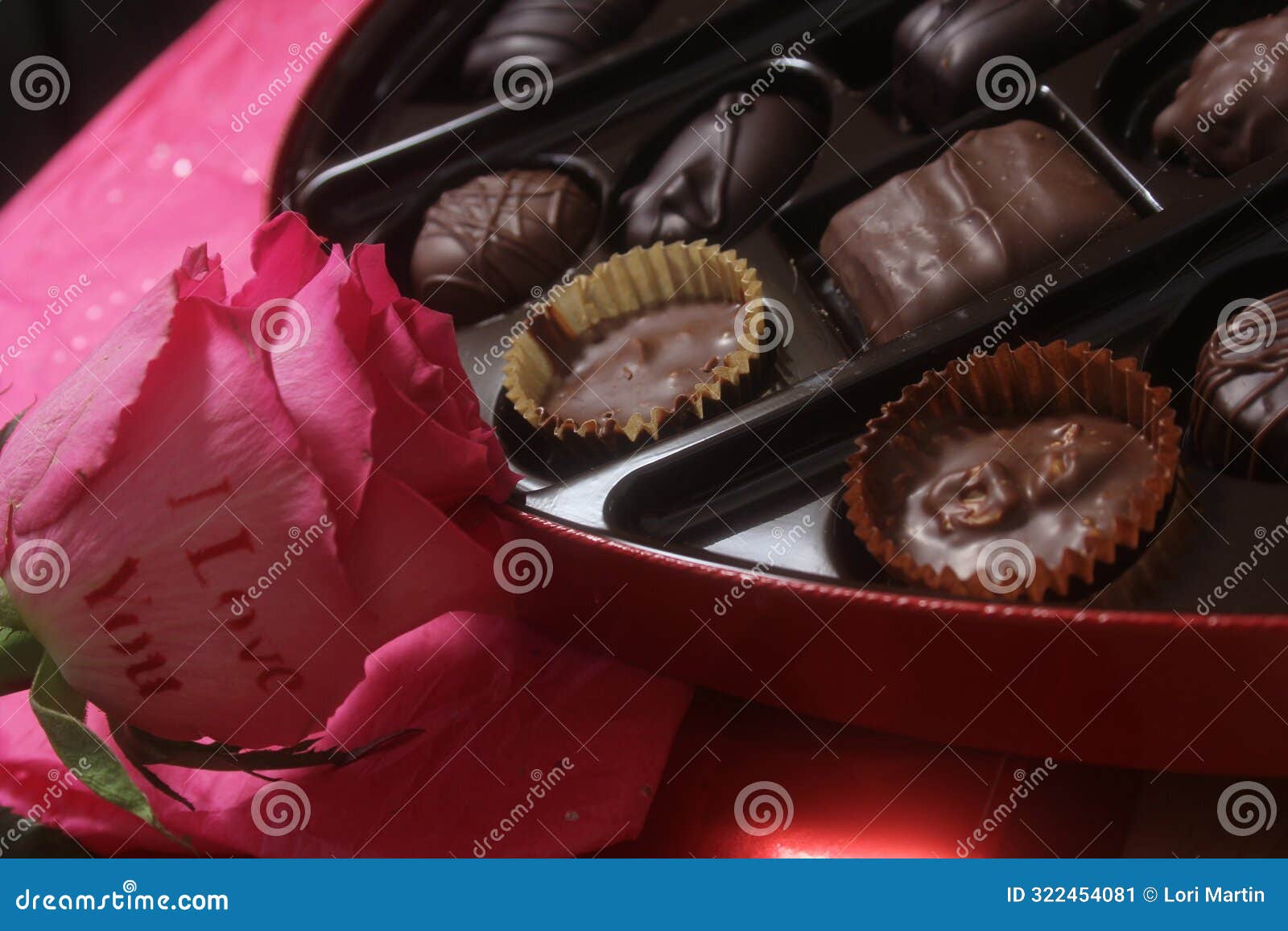 Rose and Box of Assorted Chocolates for Valentines Day Stock Image ...