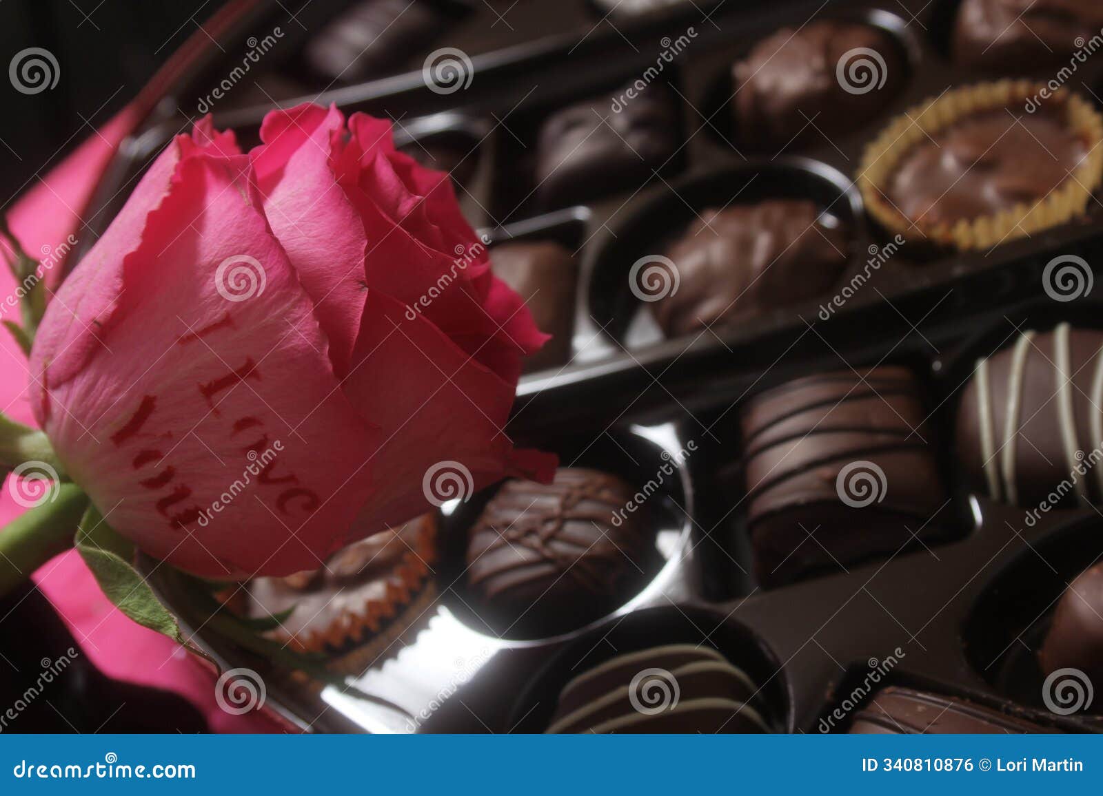 Rose and Box of Assorted Chocolates for Valentines Day Stock Photo ...