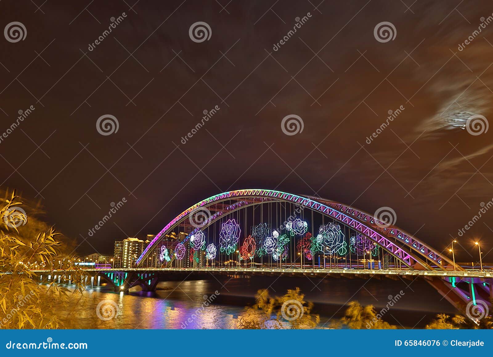 Rose bridge stock photo. Image of river, night, beautiful - 65846076