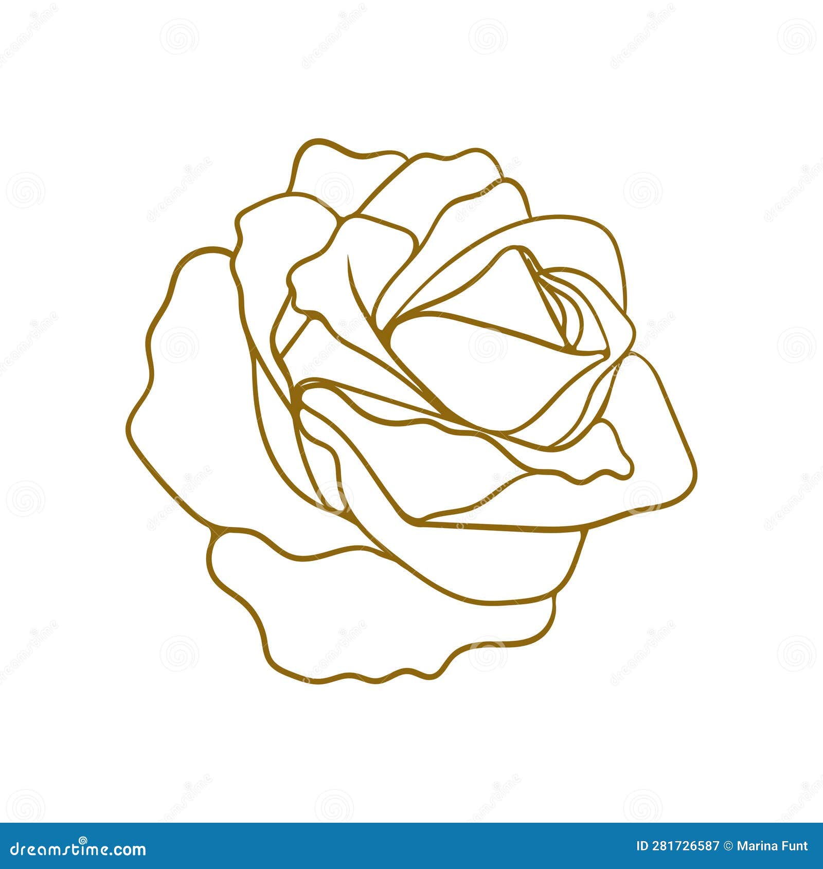 Rose Bud Icon Outline. Simple Elegant Rose Flower Pattern for Wedding ...