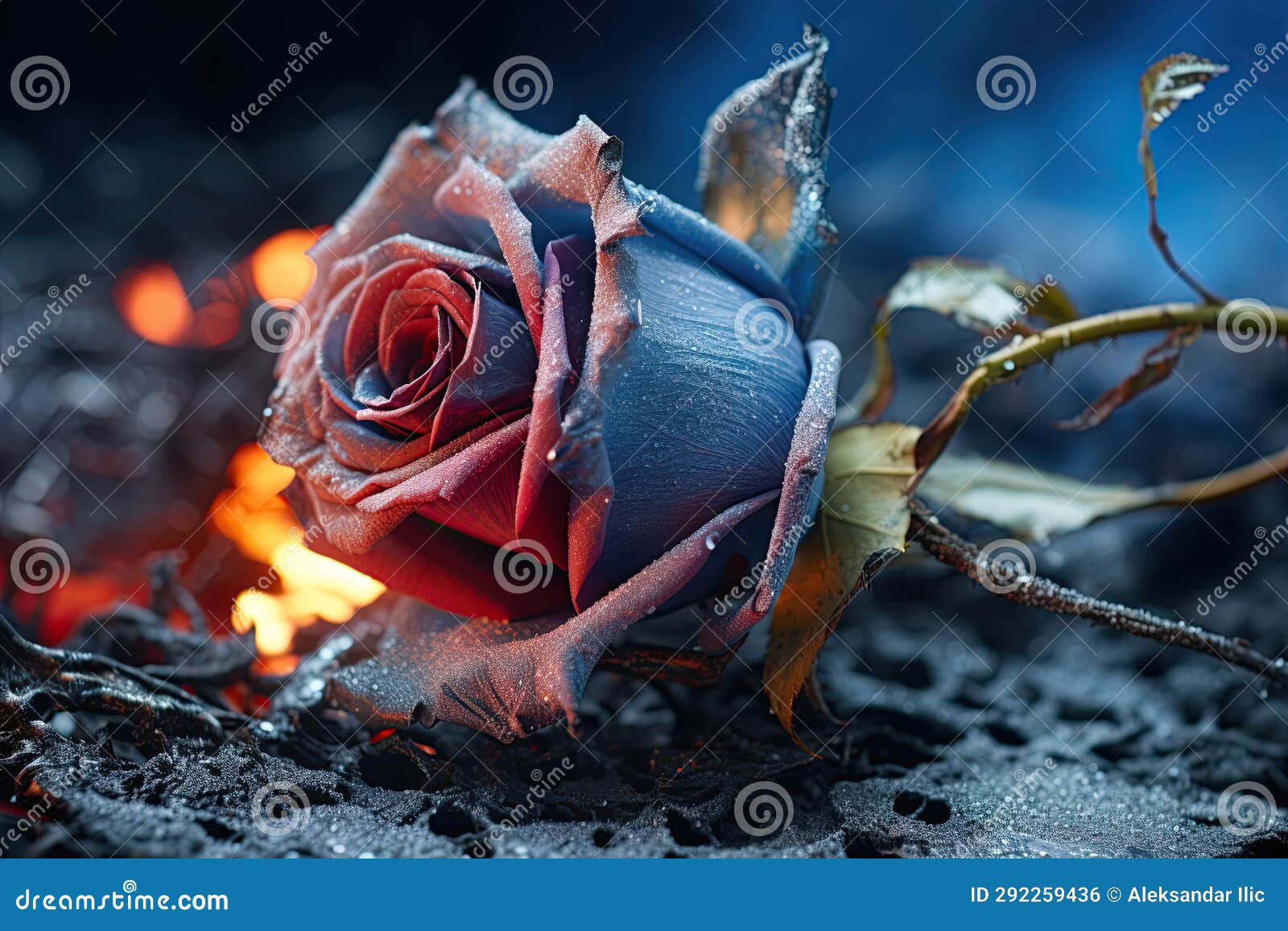Rose Burning in Flames and Fire. Ai Generative Stock Photo - Image of ...