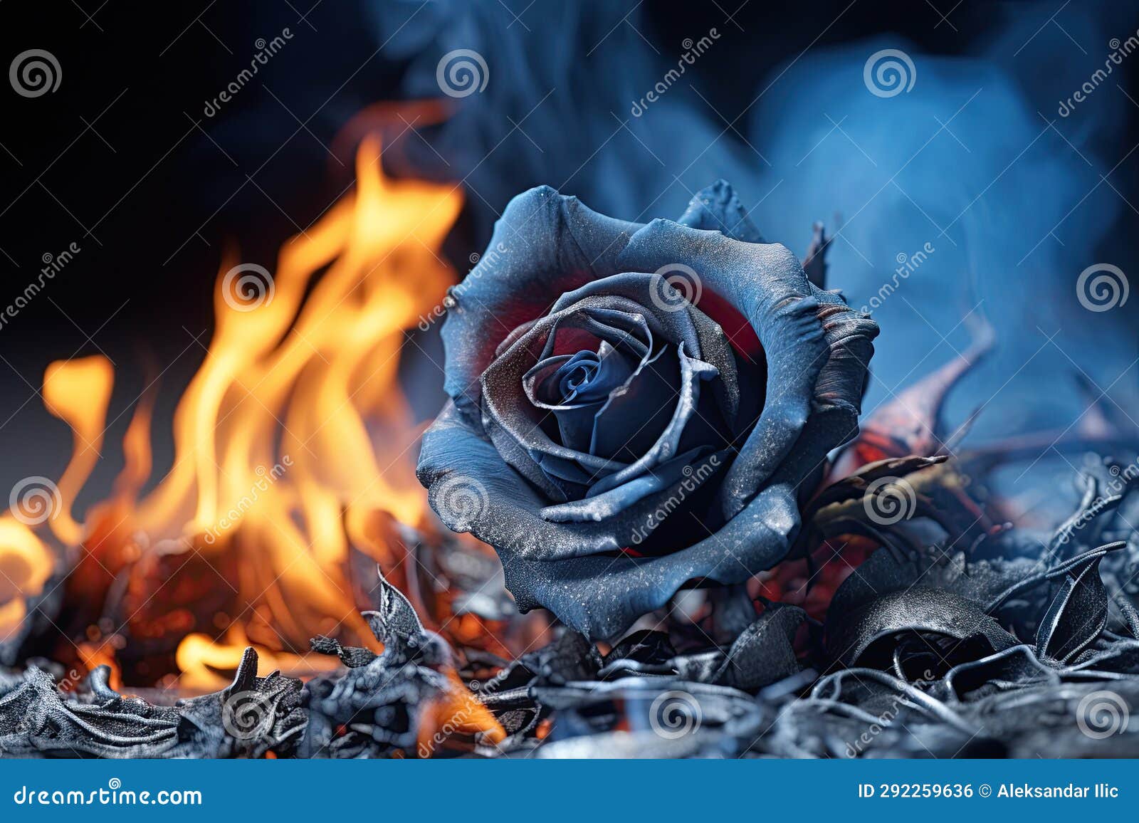 Rose Burning in Flames and Fire. Ai Generative Stock Illustration ...
