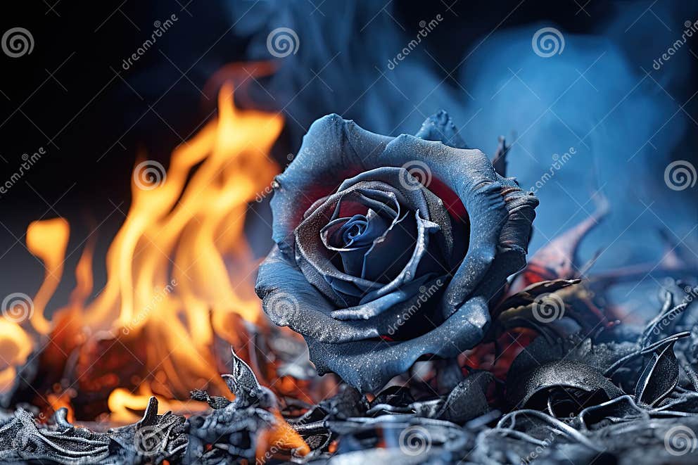 Rose Burning in Flames and Fire. Ai Generative Stock Photo - Image of ...
