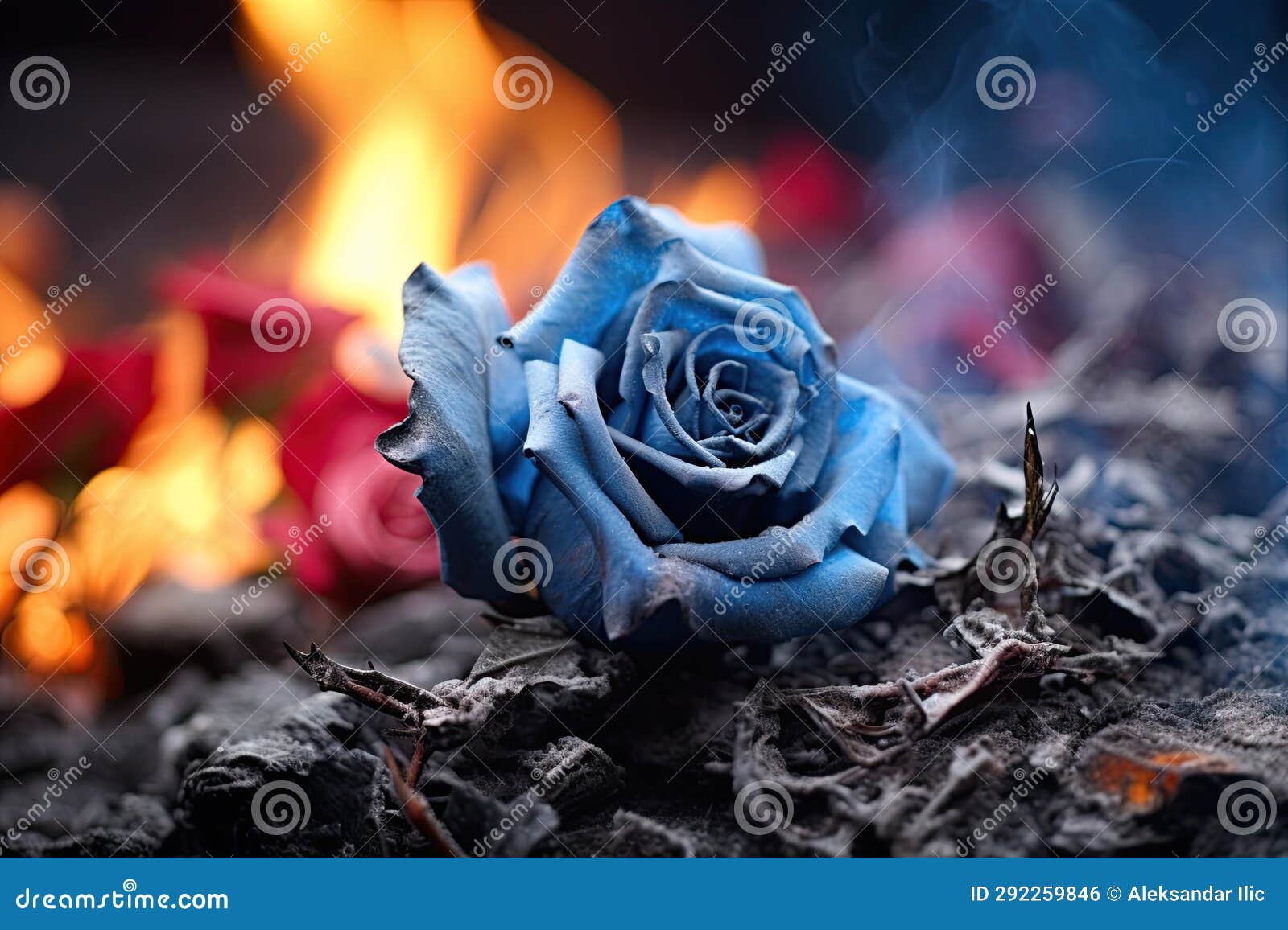 Rose Burning in Flames and Fire. Ai Generative Stock Photo - Image of ...