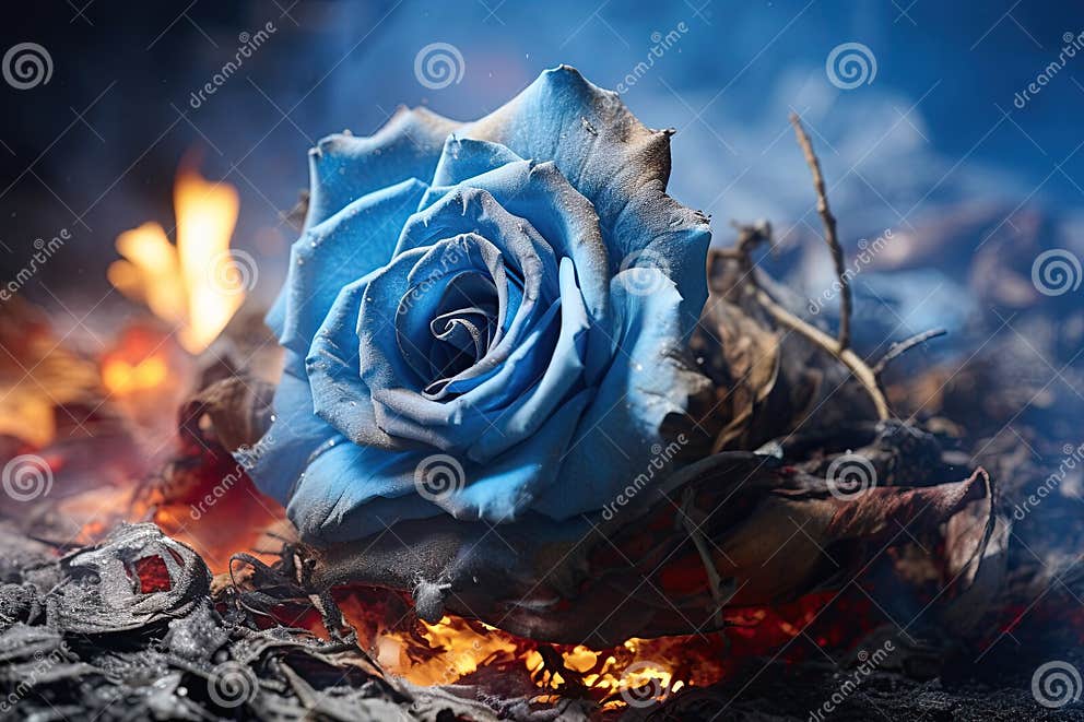 Rose Burning in Flames and Fire. Ai Generative Stock Photo - Image of ...