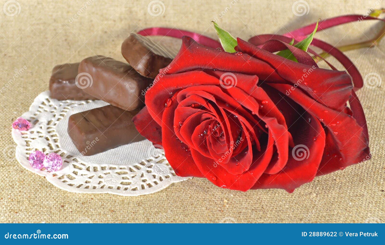 Rose with candies stock photo. Image of blossom, gourmet - 28889622