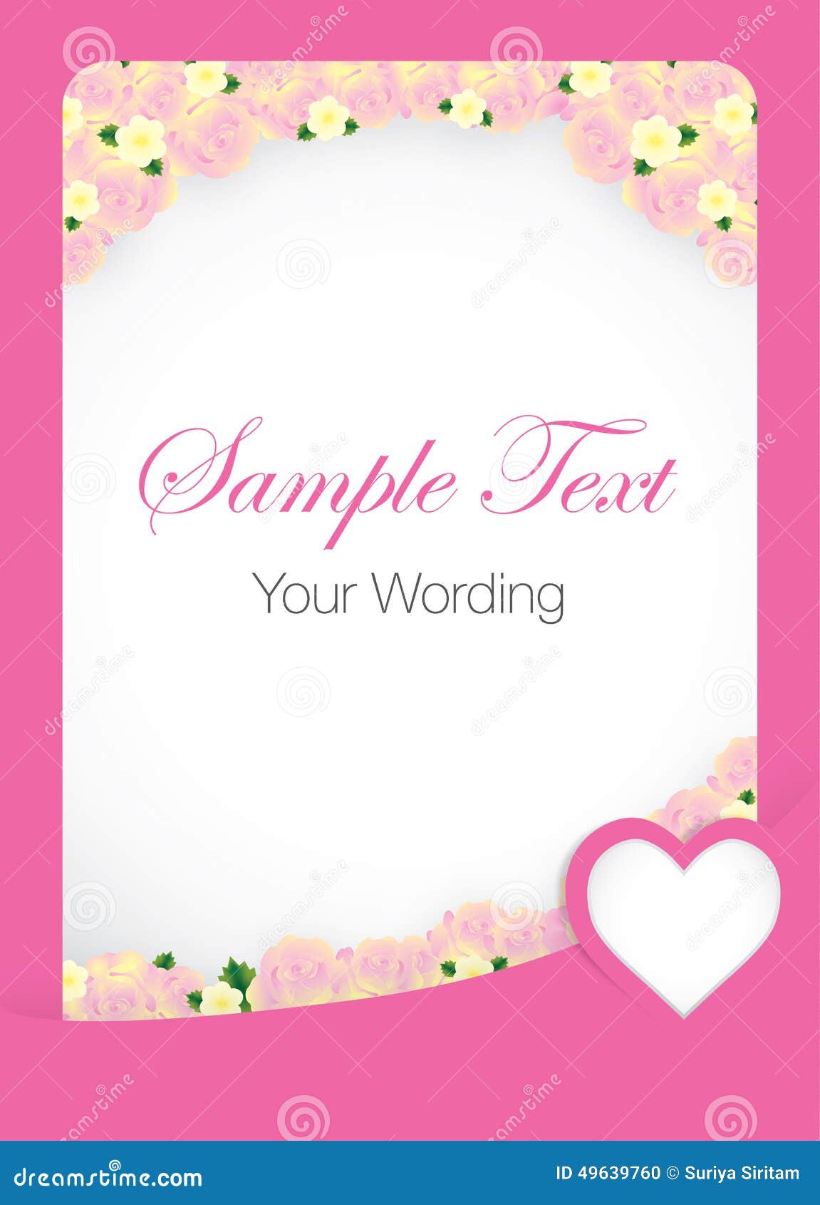 Rose Card Template Cor-de-rosa Ilustração do Vetor - Ilustração de ...