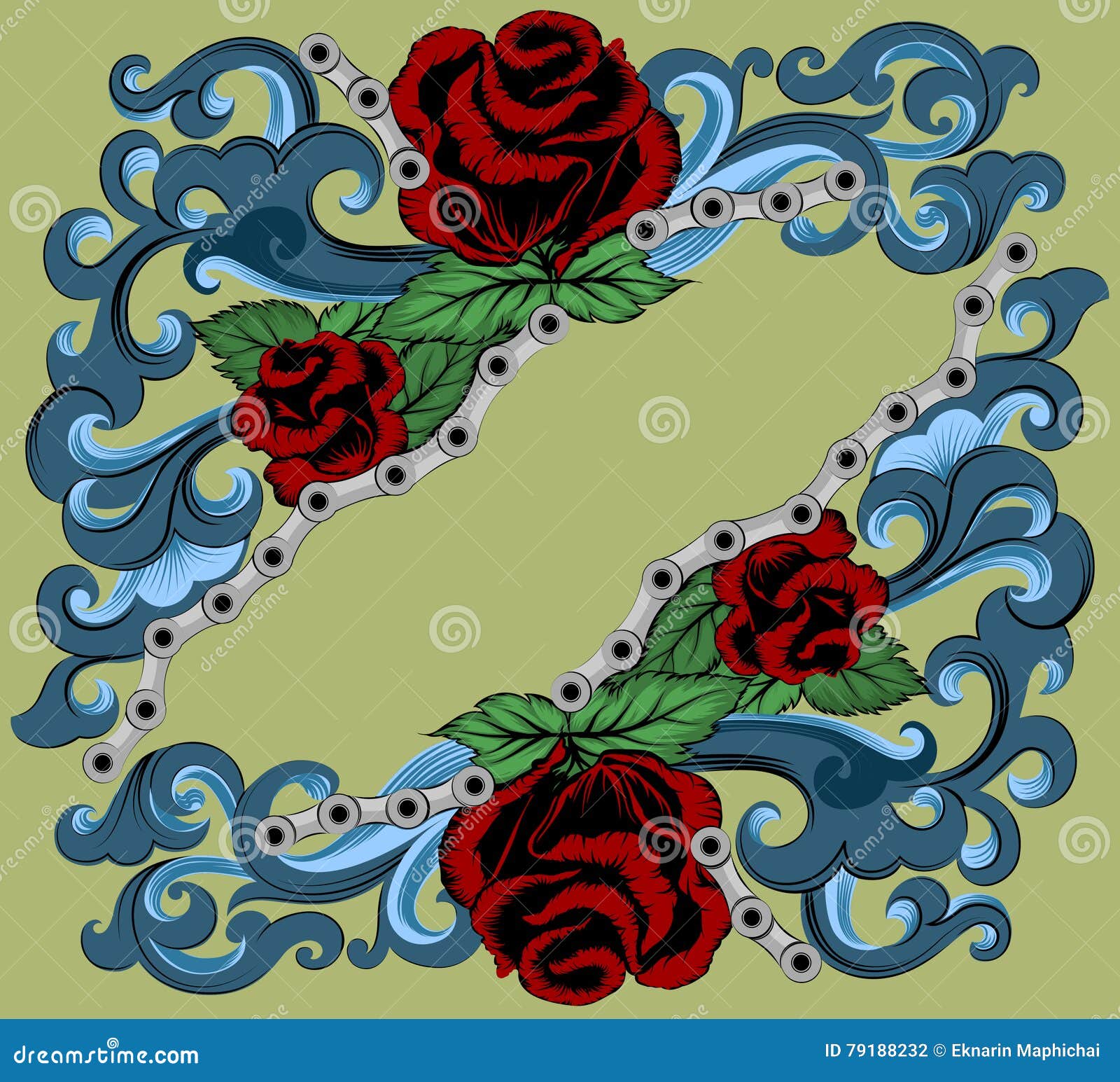 Rose and chain scene stock vector. Illustration of flower - 79188232