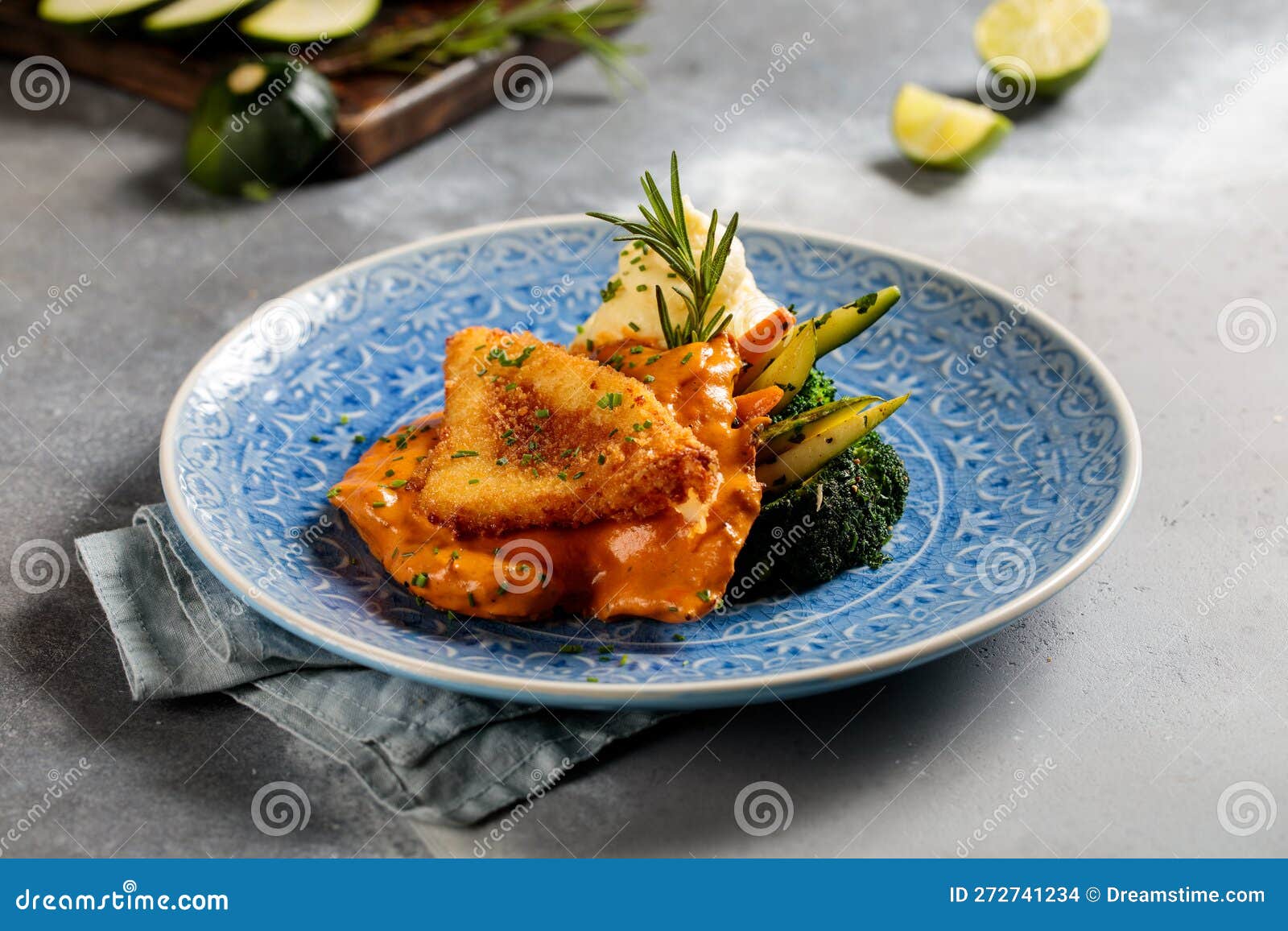 Rose Chicken Served in Dish Isolated on Table Top View of Arabic ...