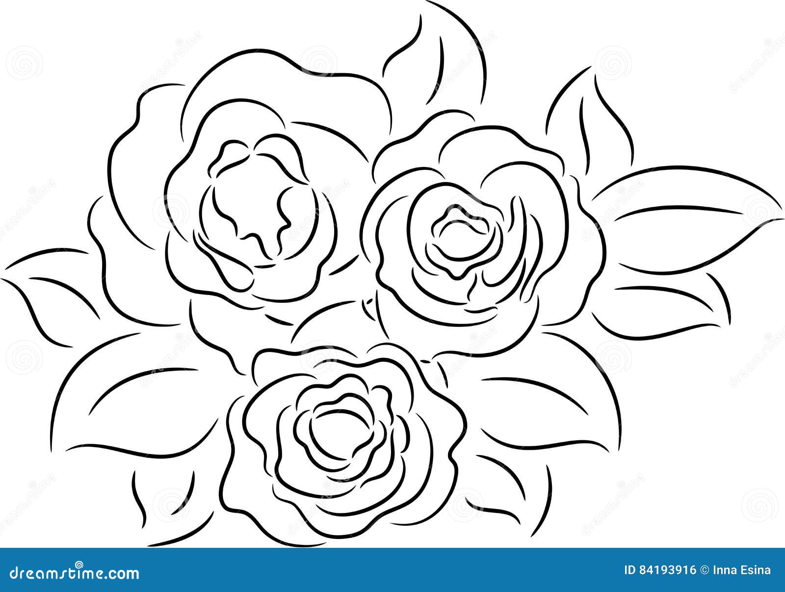 Rose contour stock vector. Illustration of black, ornamental - 84193916