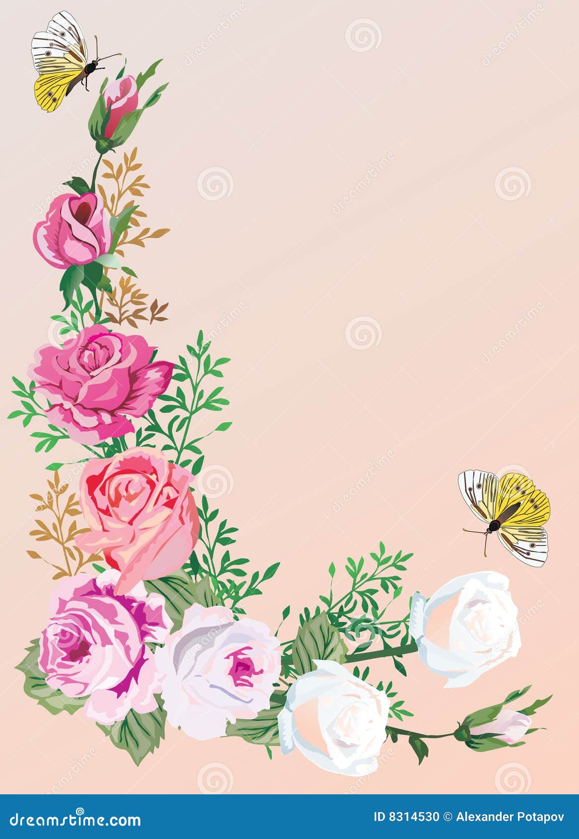 Pink Butterfly Corner Border