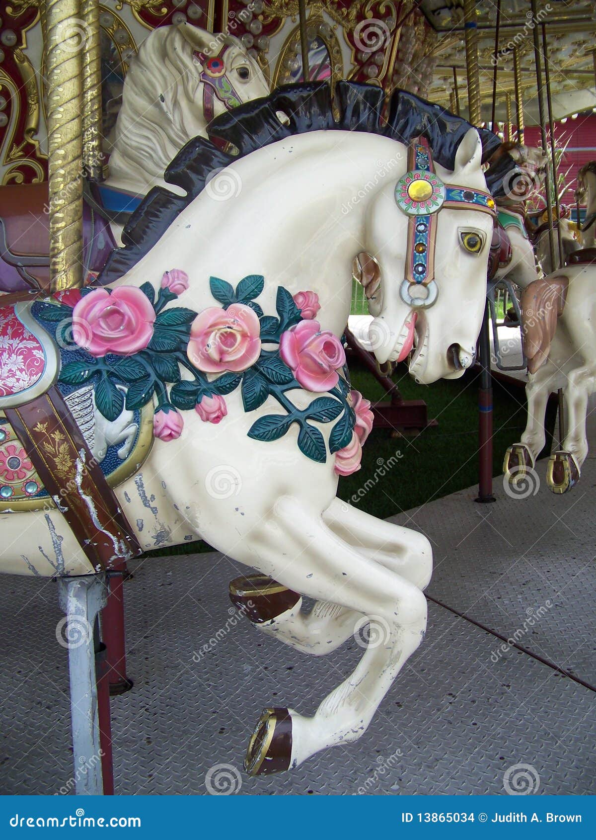 Rose Covered Carousel Horse Stock Photo - Image of paint, ring: 13865034