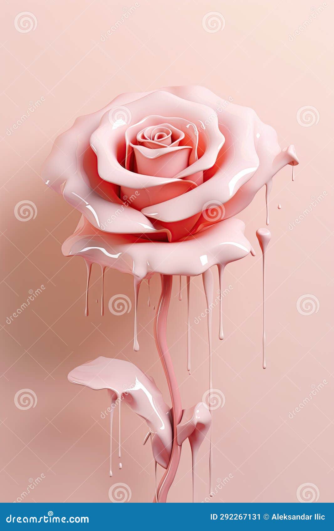 Rose Covered in Pink Paint. Generative Ai Stock Illustration ...